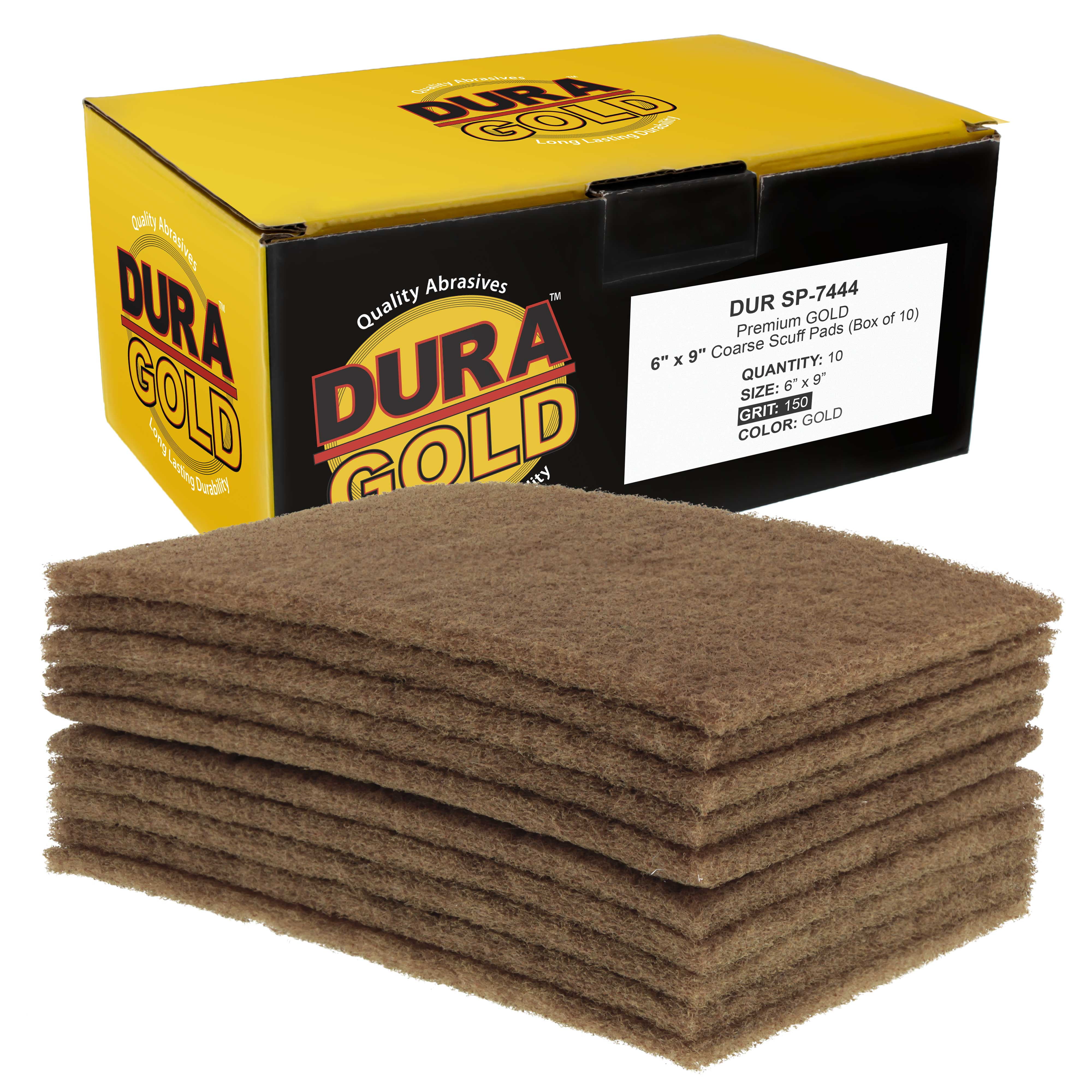 Dura-Gold Premium 6" x 9" Gold Coarse Scuff Pads, Box of 10 - Scuffing ...