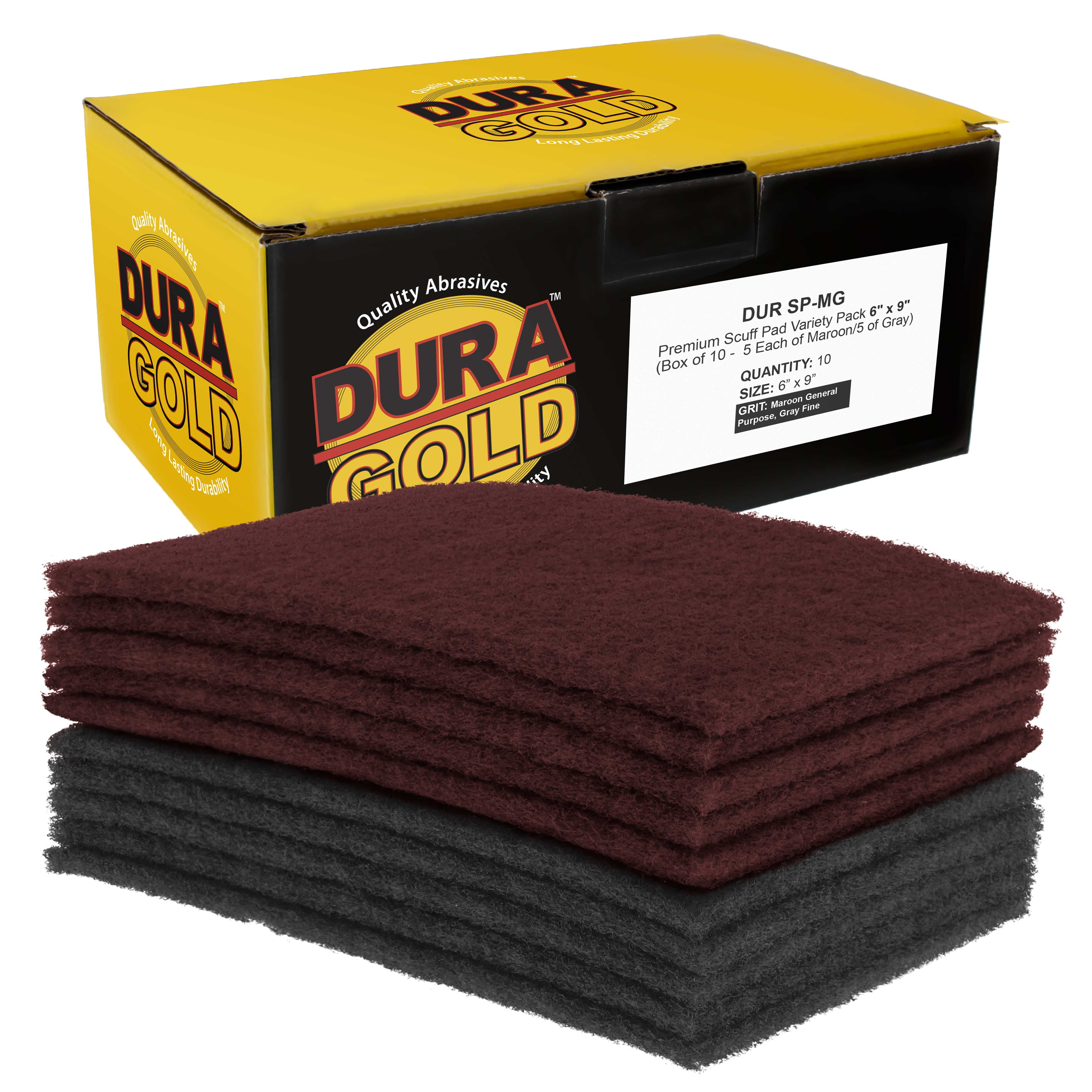 Dura-Gold Premium 6" x 9" Scuff Pads, 5 Each Maroon General Purpose & 5 ...