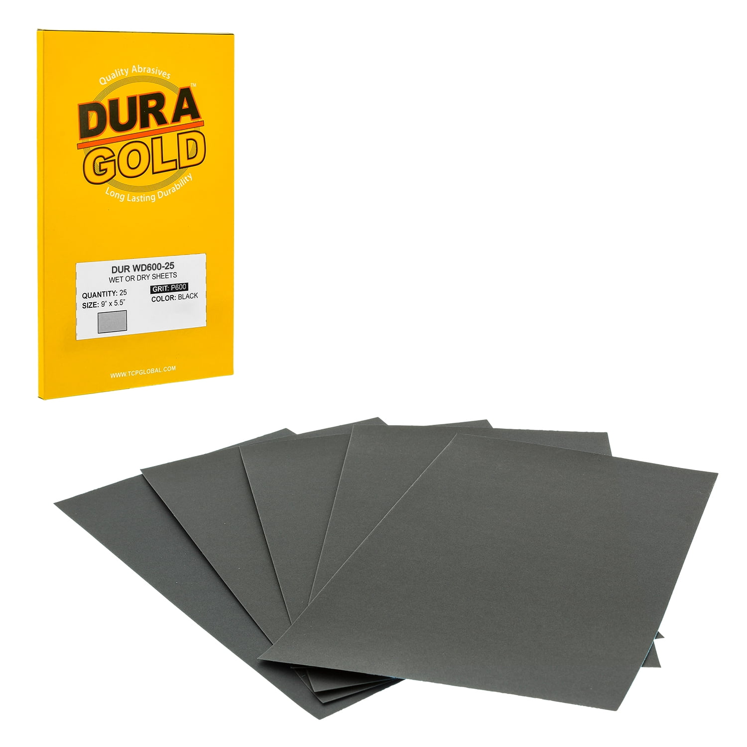 Dura-Gold, Premium 600 Grit Wet Dry Sandpaper Sheets, 5-1/2" x 9 ...