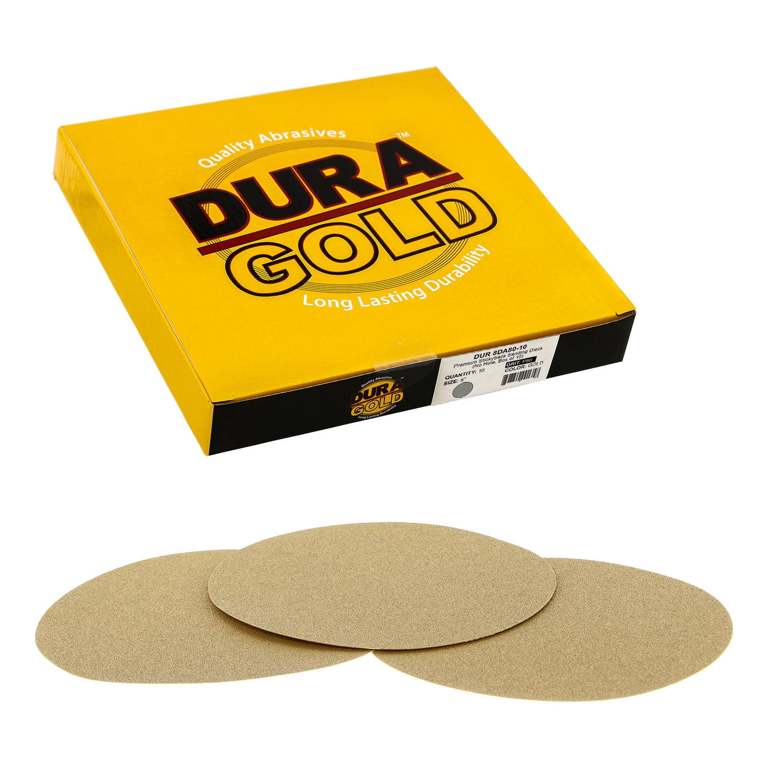 Dura-Gold Premium 8" Gold PSA Sanding Discs - 60 Grit (Box of 10 ...