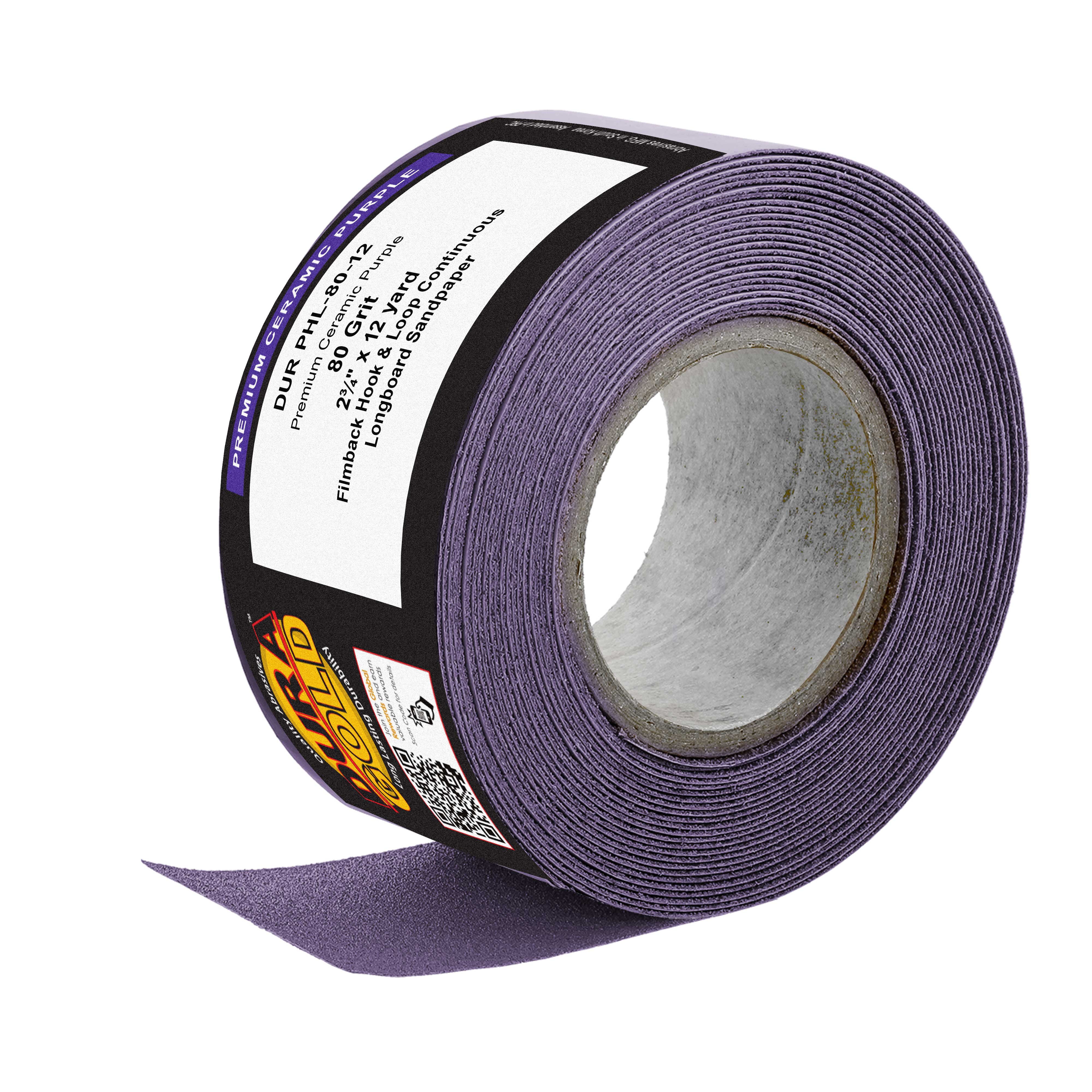 Dura-Gold Premium 80 Grit Purple Film Ceramic Longboard Sandpaper, 2-3/ ...