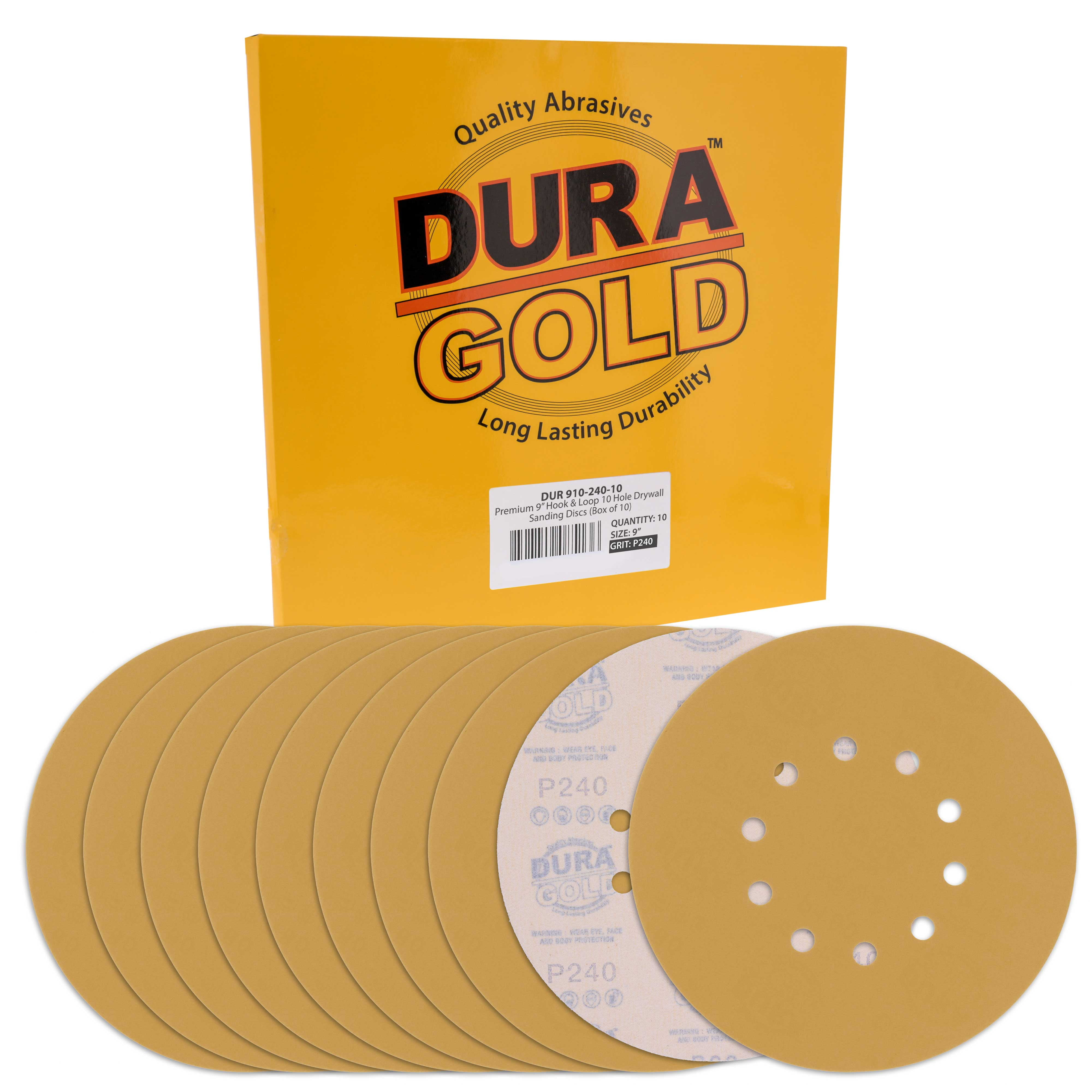 Dura-Gold Premium 9" Drywall Sanding Discs - 240 Grit (Box of 10) - 10 ...