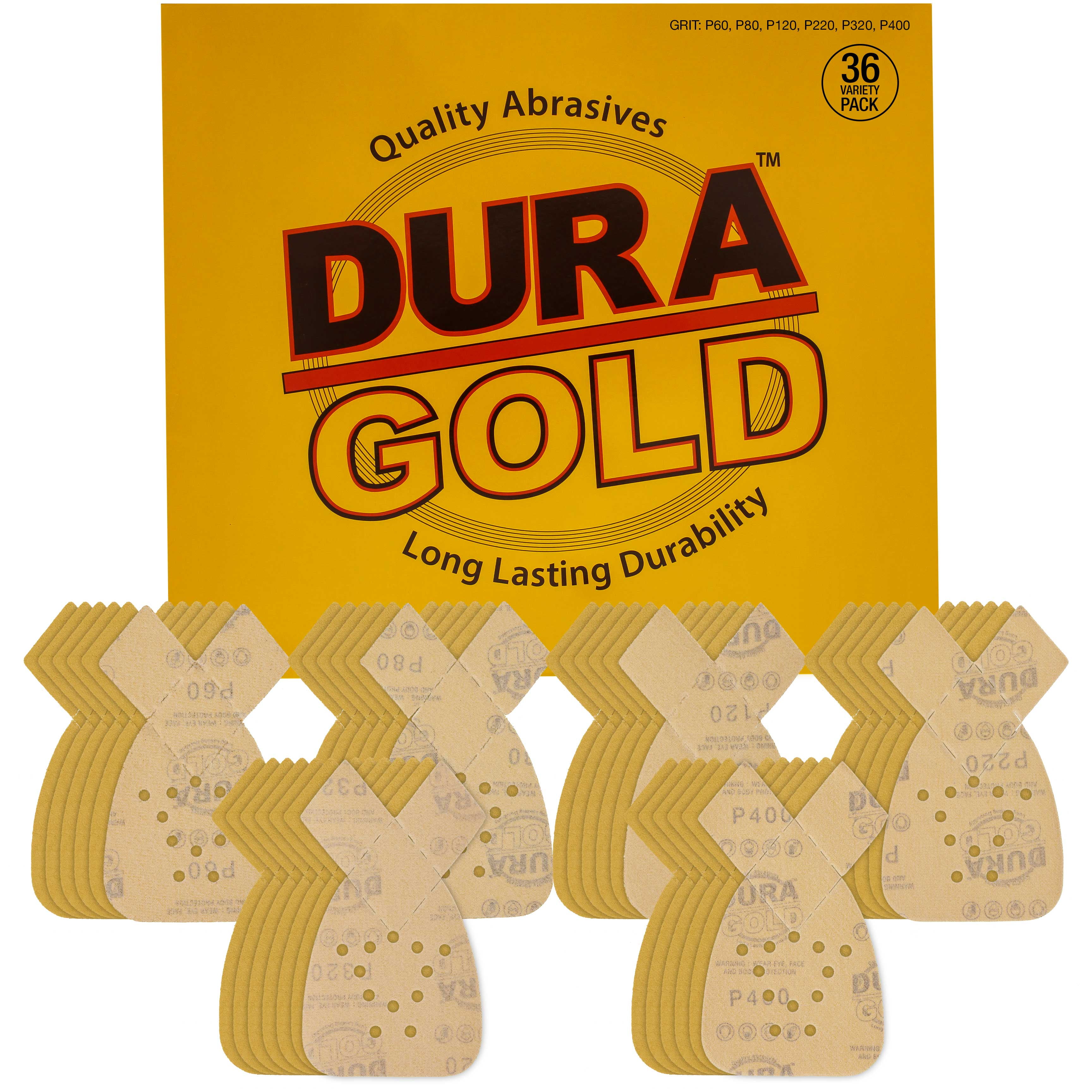 Dura-Gold Premium Mouse Detail Sander Sandpaper, 36 Assorted Grit ...