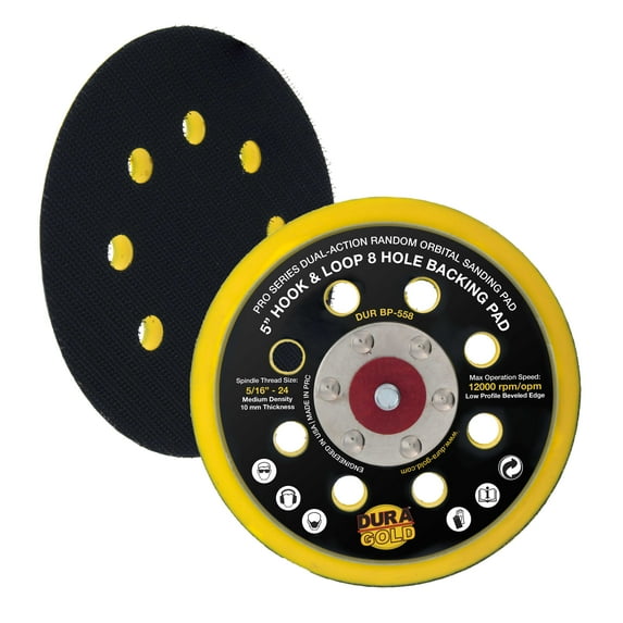 Dura-Gold Pro Series 5" Hook & Loop DA Backing Plate Pad, 8 Hole ...