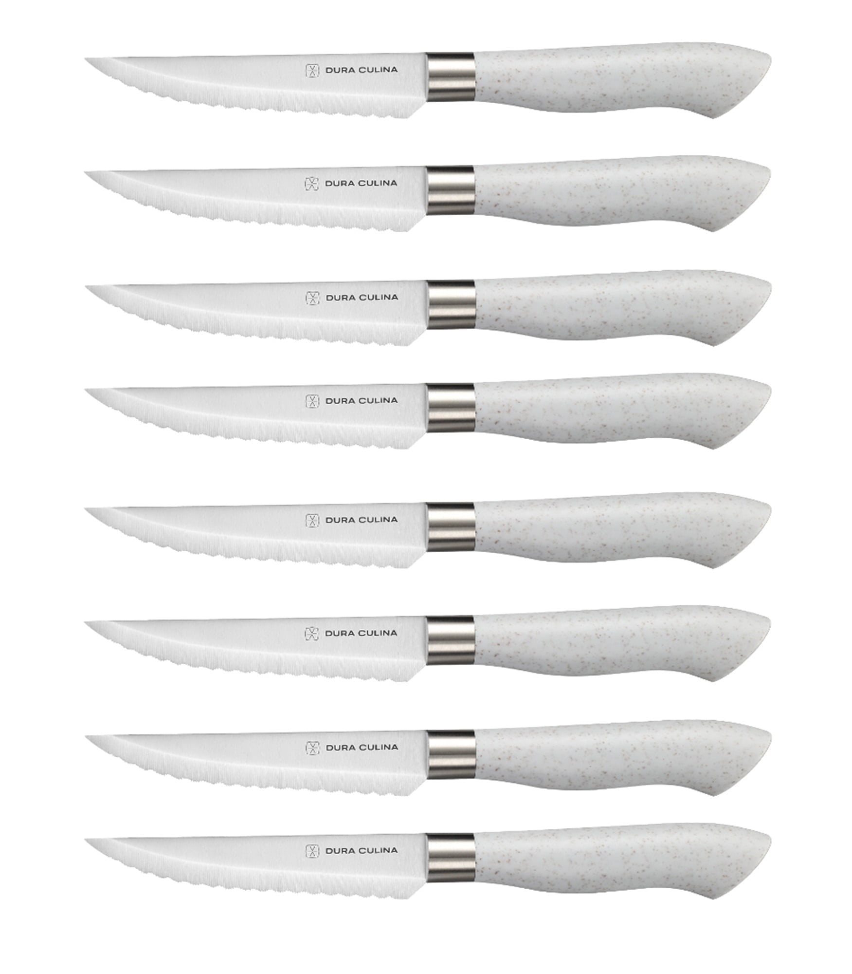 Dura Living EcoCut 8-Piece Steak Knife Set - High Carbon Micro Serrated ...