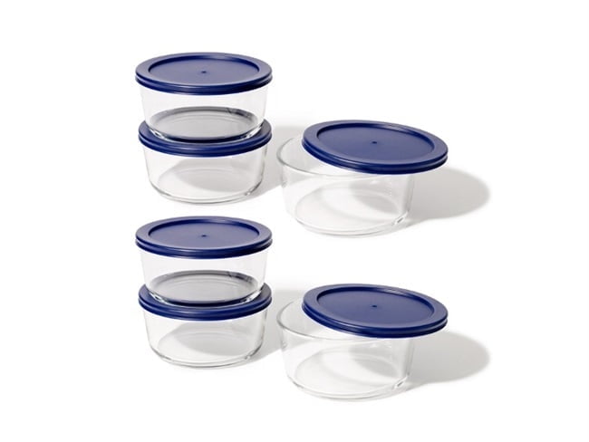 Dura Living Glass Food Kitchen Storage Containers - 12 Piece Set (4 cup ...