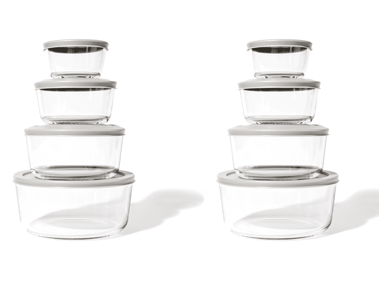 Dura Living Glass Food Kitchen Storage Containers - 16 Piece Round ...