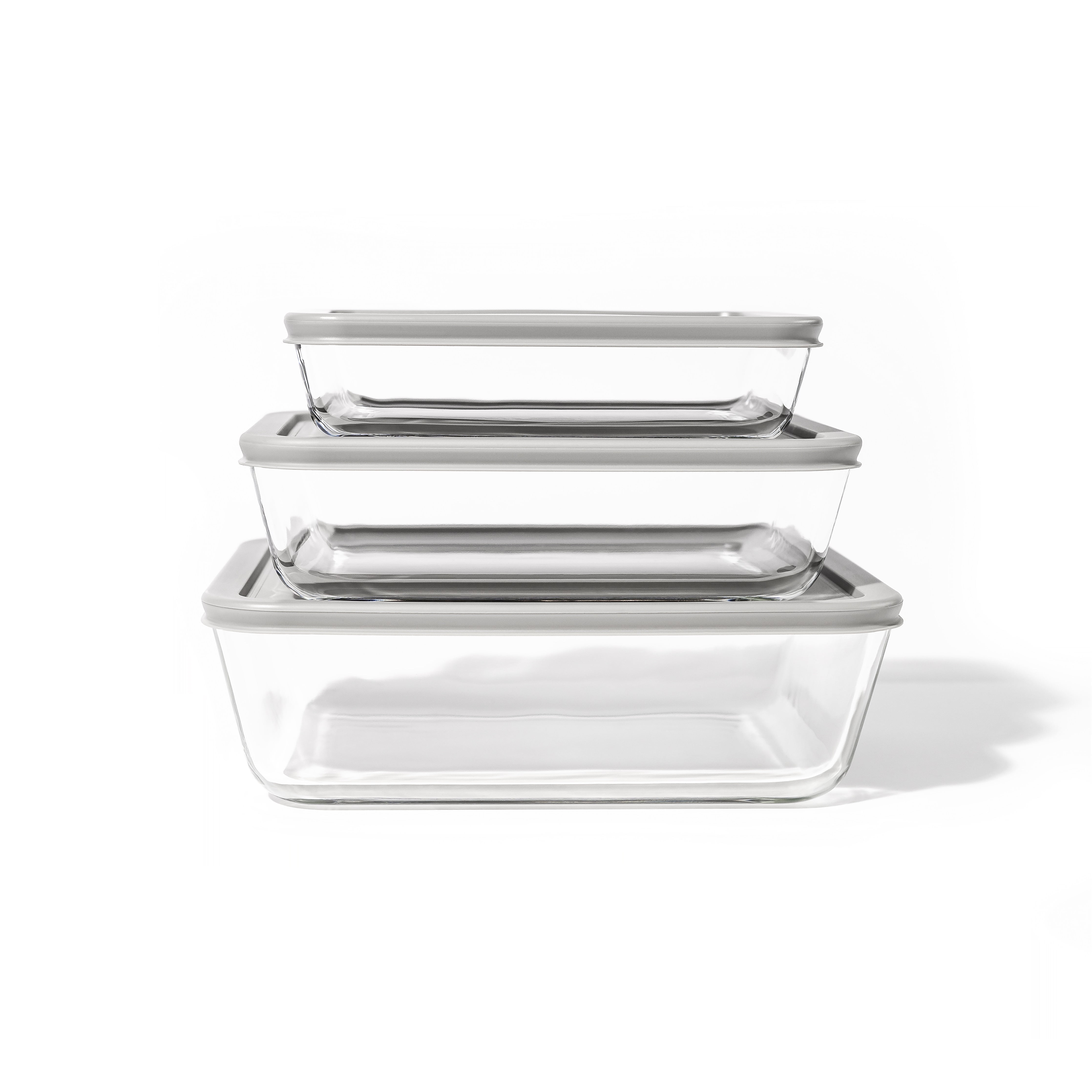 Dura Living Glass Food Kitchen Storage Containers - 6-Piece Rectangular ...