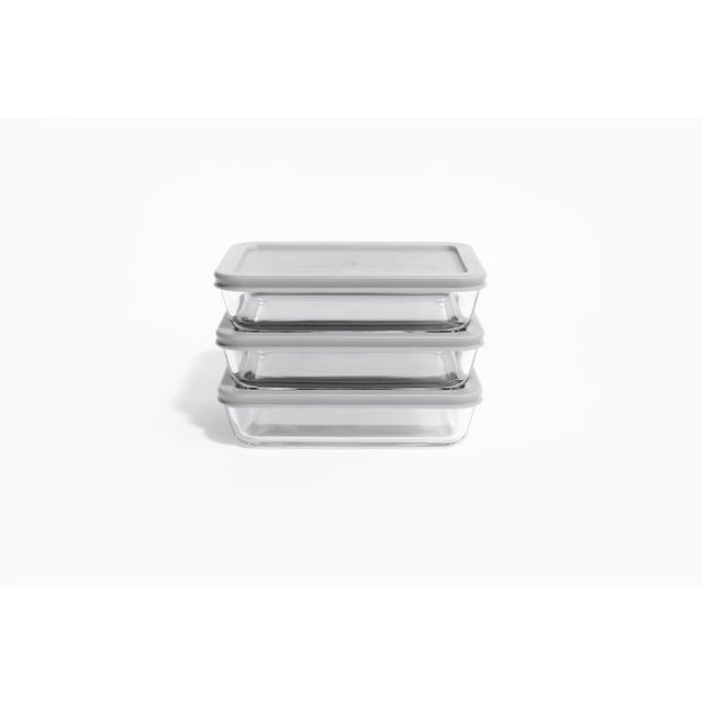 Dura Living Glass Food Kitchen Storage Containers - 6 Piece Rectangular ...