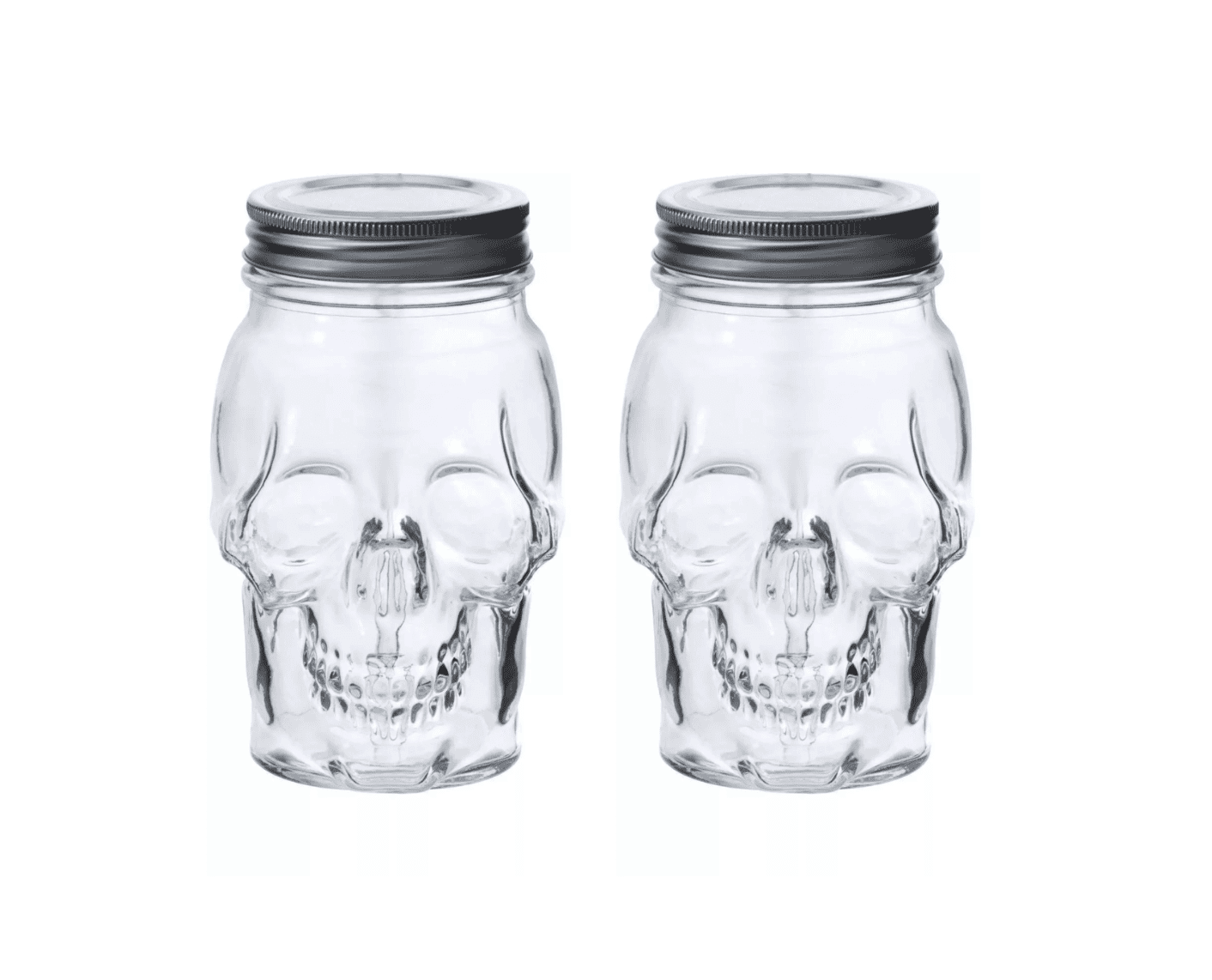 Dura Living Skull Mason Jar Mug with Lid, 4-Piece Set (2 Skull Mason ...