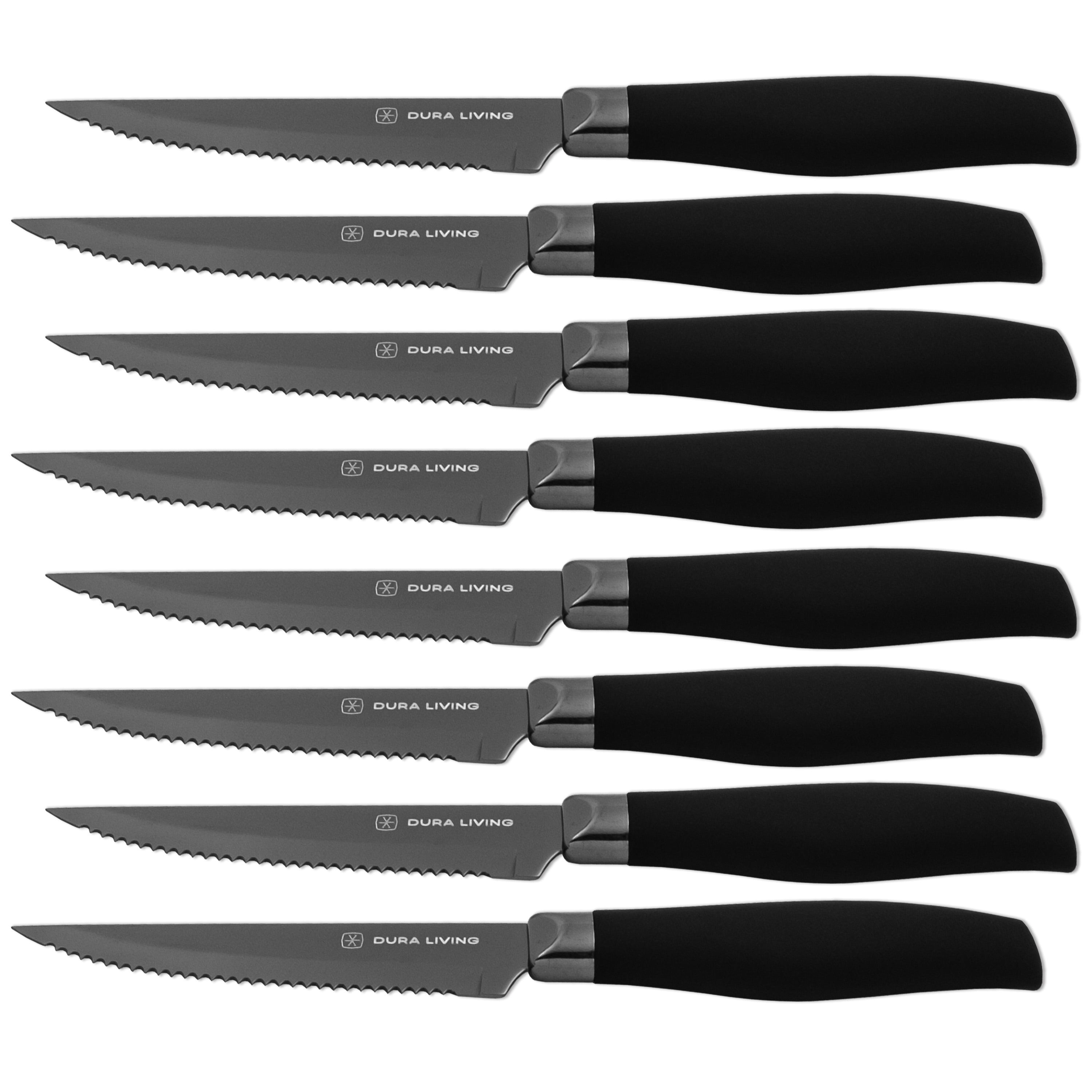 Dura Living Titan 8-Piece Steak Knife Set - Nonstick Serrated Blades ...