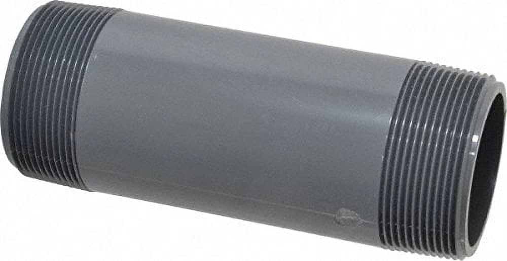 Dura PVC Pipe Fitting, Nipple, Schedule 80, Gray, 2" NPT Male, 6 ...