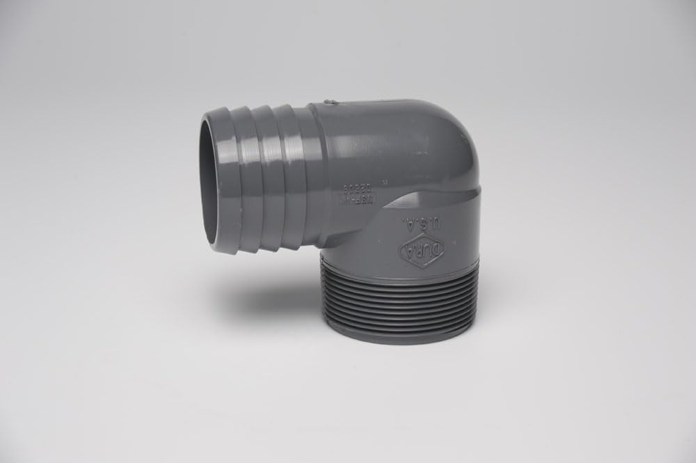 Dura Plastics | PVC Insert Combination 90 ° Elbow | Schedule 40 Black | 1" x 1/2" (INSERT X MIPT ...