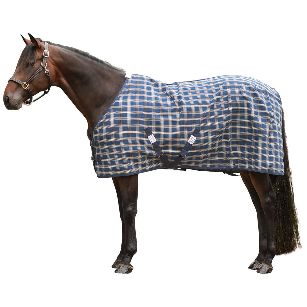 Dura-Tech Ripstop Poly Plaid Horse Stable Sheet | Navy/Tan Plaid | Size ...