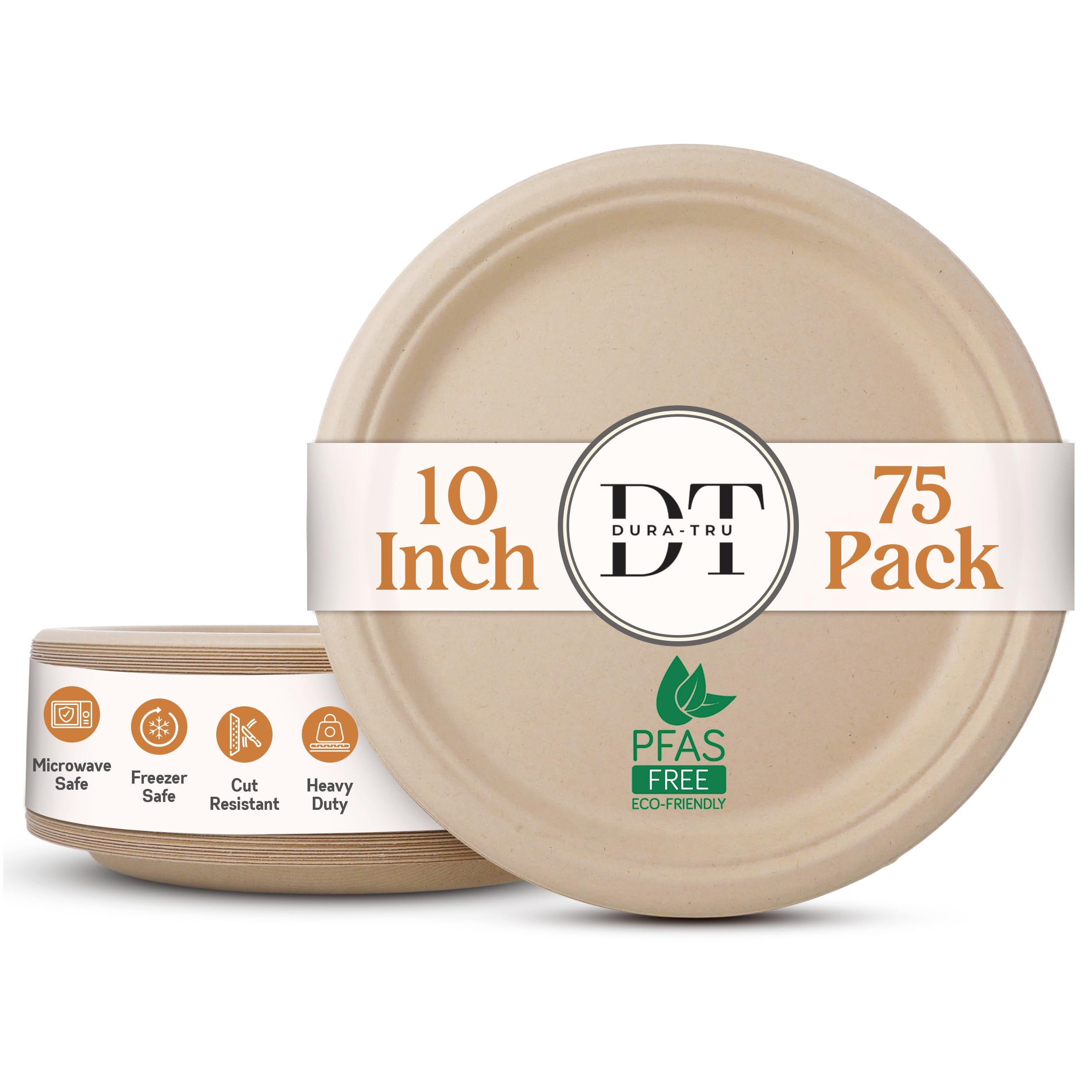 Dura-Tru Heavy Duty Eco-Friendly PFAS-free Compostable BSL1 Plates, 10 ...