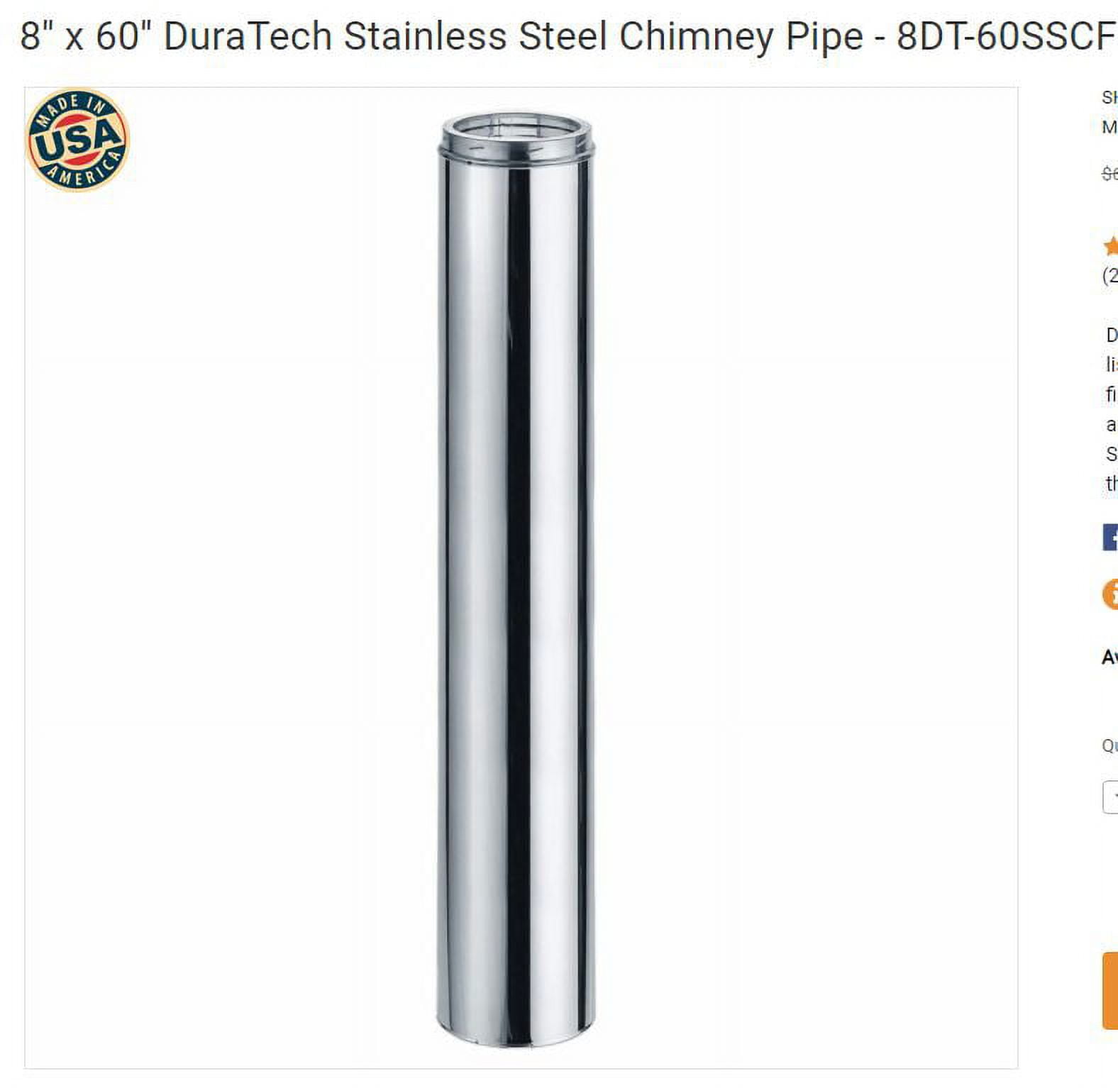 M & G Duravent 6DT-36SSCF 6 Inch x 60 Inch sections of DuraTech factory ...