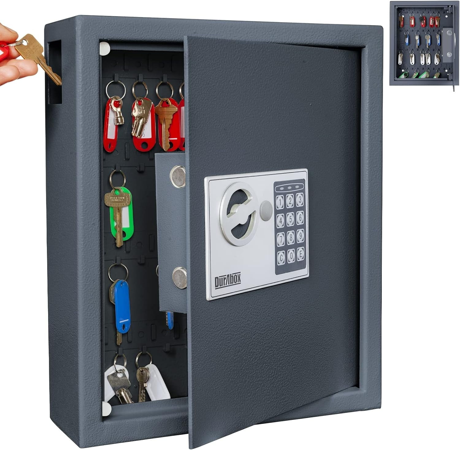DuraBox Digital Lock Key Cabinet - 40 Keys, Wall Mountable Lockbox ...