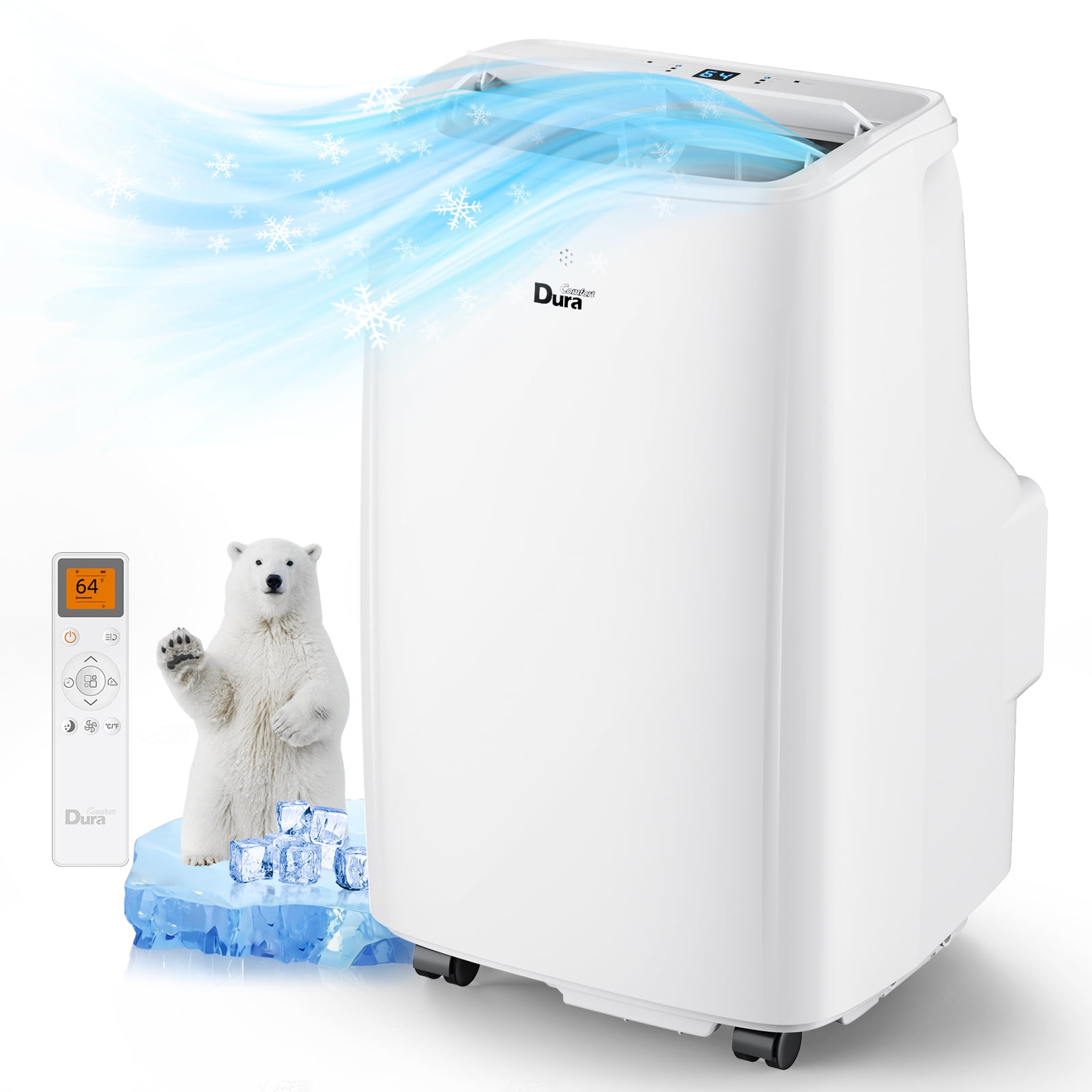 DuraComfort 8000BTU Dual Motor Portable AC Unit for Room, Dehumidifier ...
