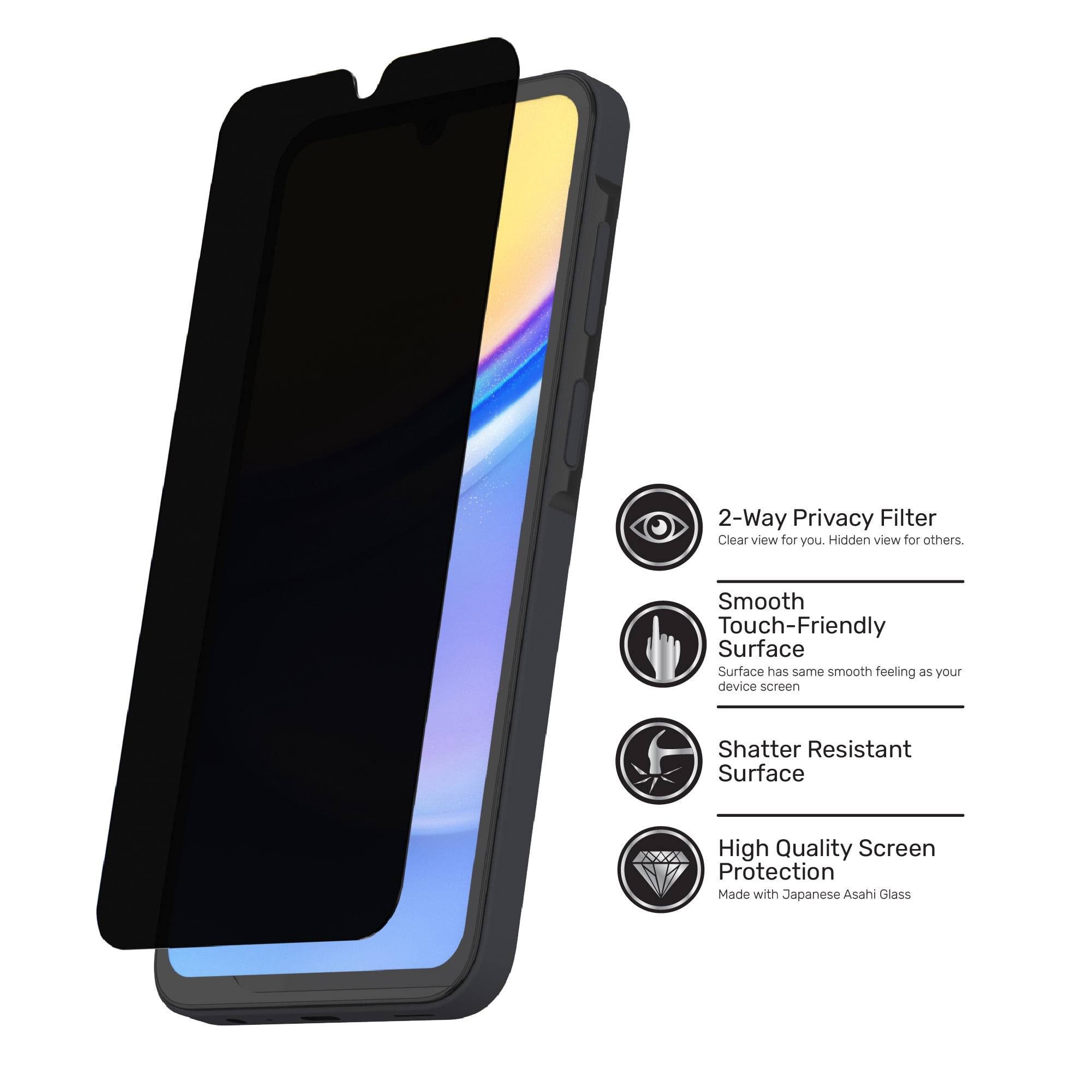 DuraGlass Privacy Glass Screen Protector with 2-Way Privacy Filter for ...