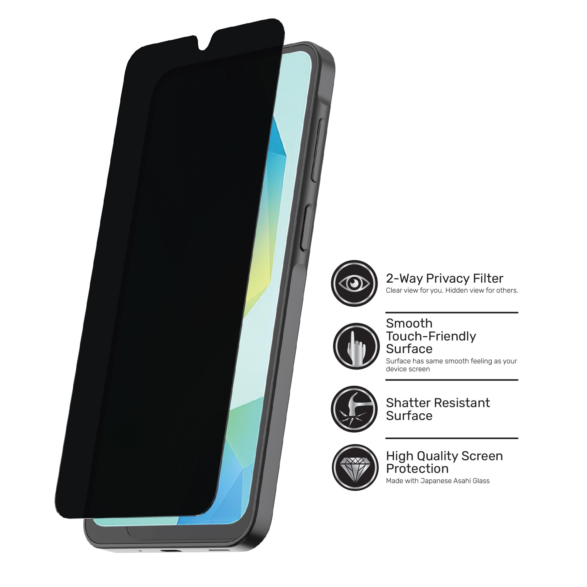 DuraGlass Privacy Glass Screen Protector with 2-Way Privacy Filter for ...