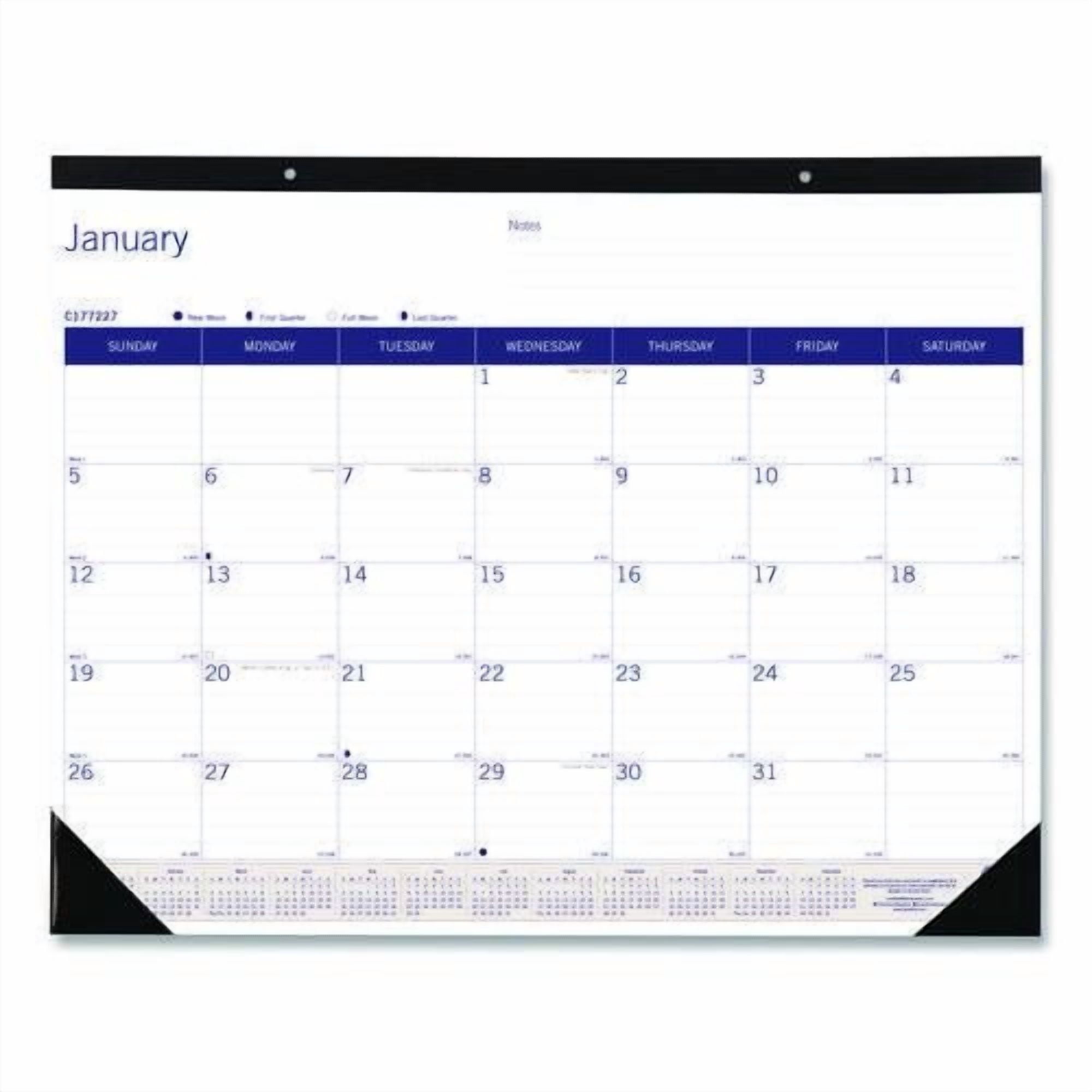 DuraGlobe Monthly Desk Pad Calendar, 22 x 17, White/Blue/Gray Sheets ...