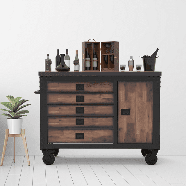 DuraMax 48 in. Large Mobile 5-Drawers Rolling ToolBox with Wood Top and ...