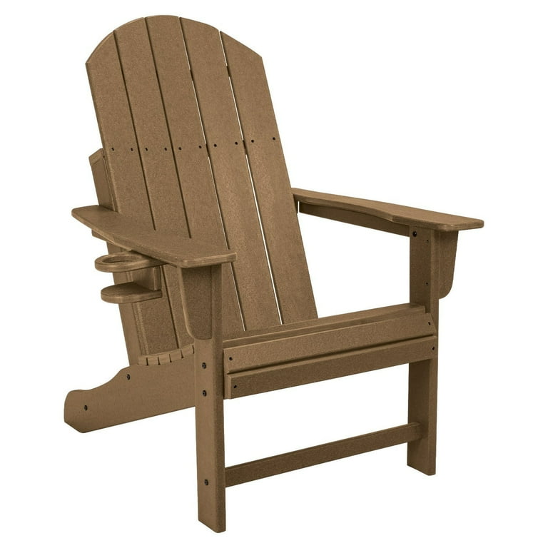DuraPatio Heavy Duty Plastic Adirondack Chair with Extra Wide Seat Taller Back Cup Holder and 400 lb. Weight Capacity Mahogany Walmart