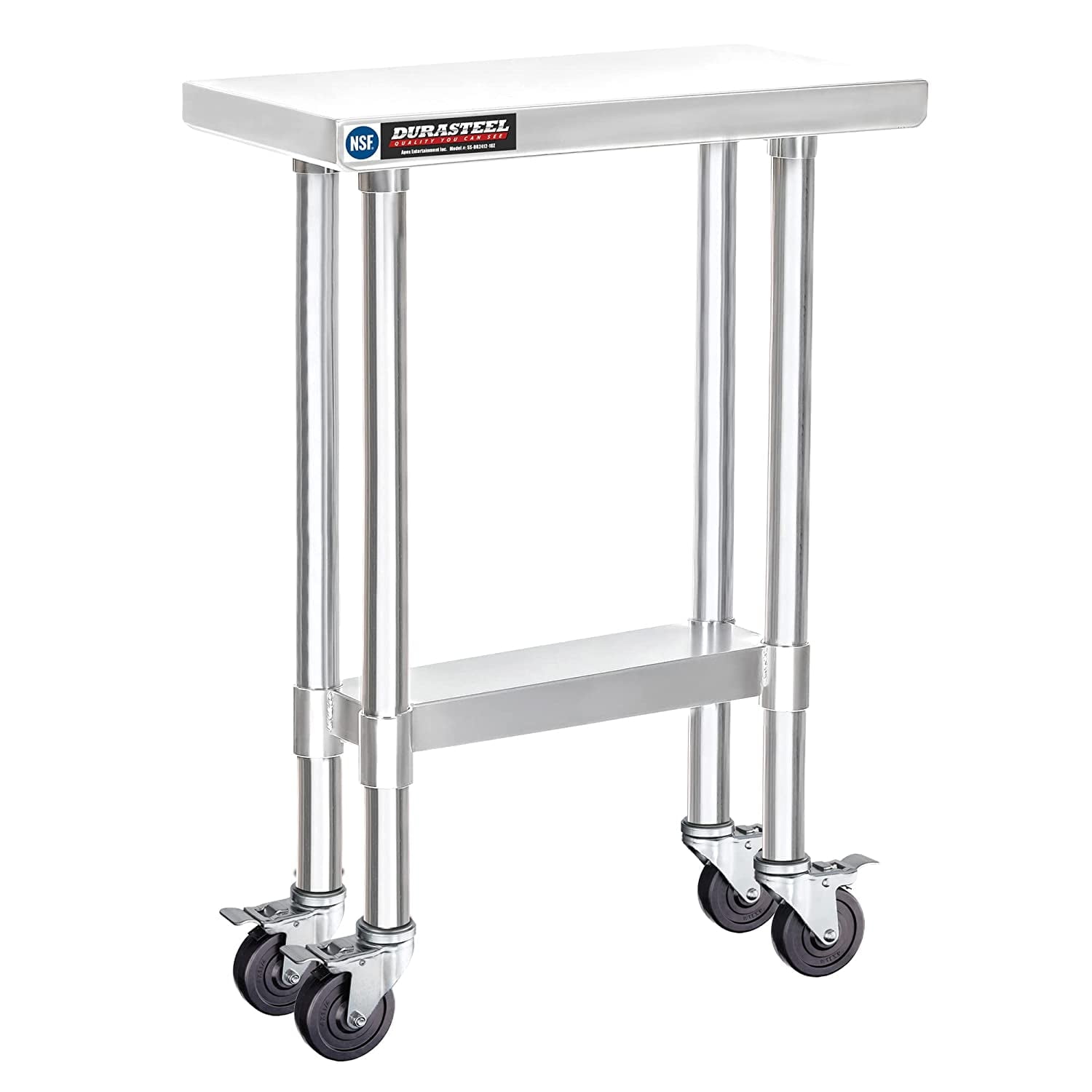 DuraSteel 24x12 Inch Stainless Steel Table - Metal Table Cart with ...