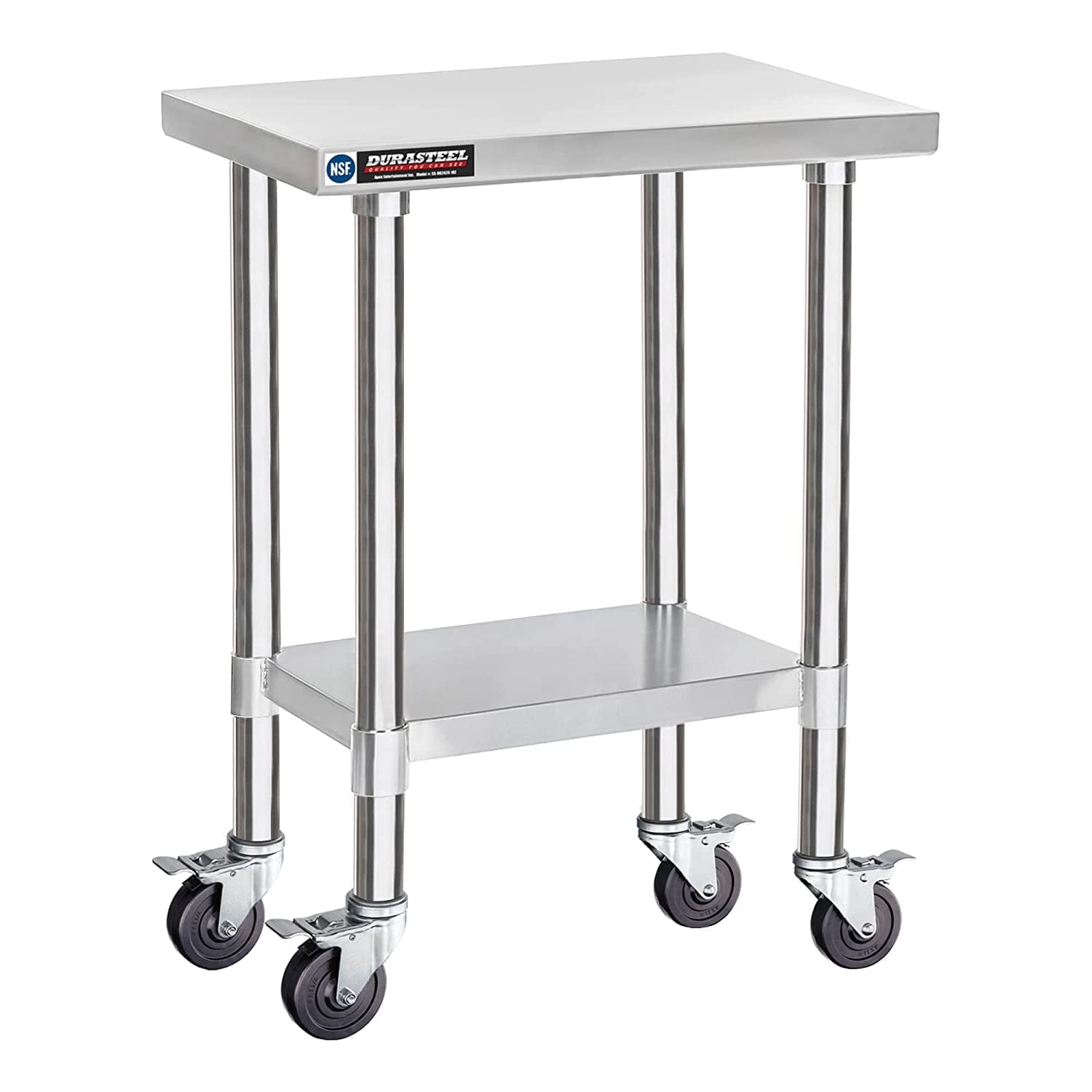 DuraSteel 24x18 Inch Stainless Steel Table - Metal Table Cart with ...