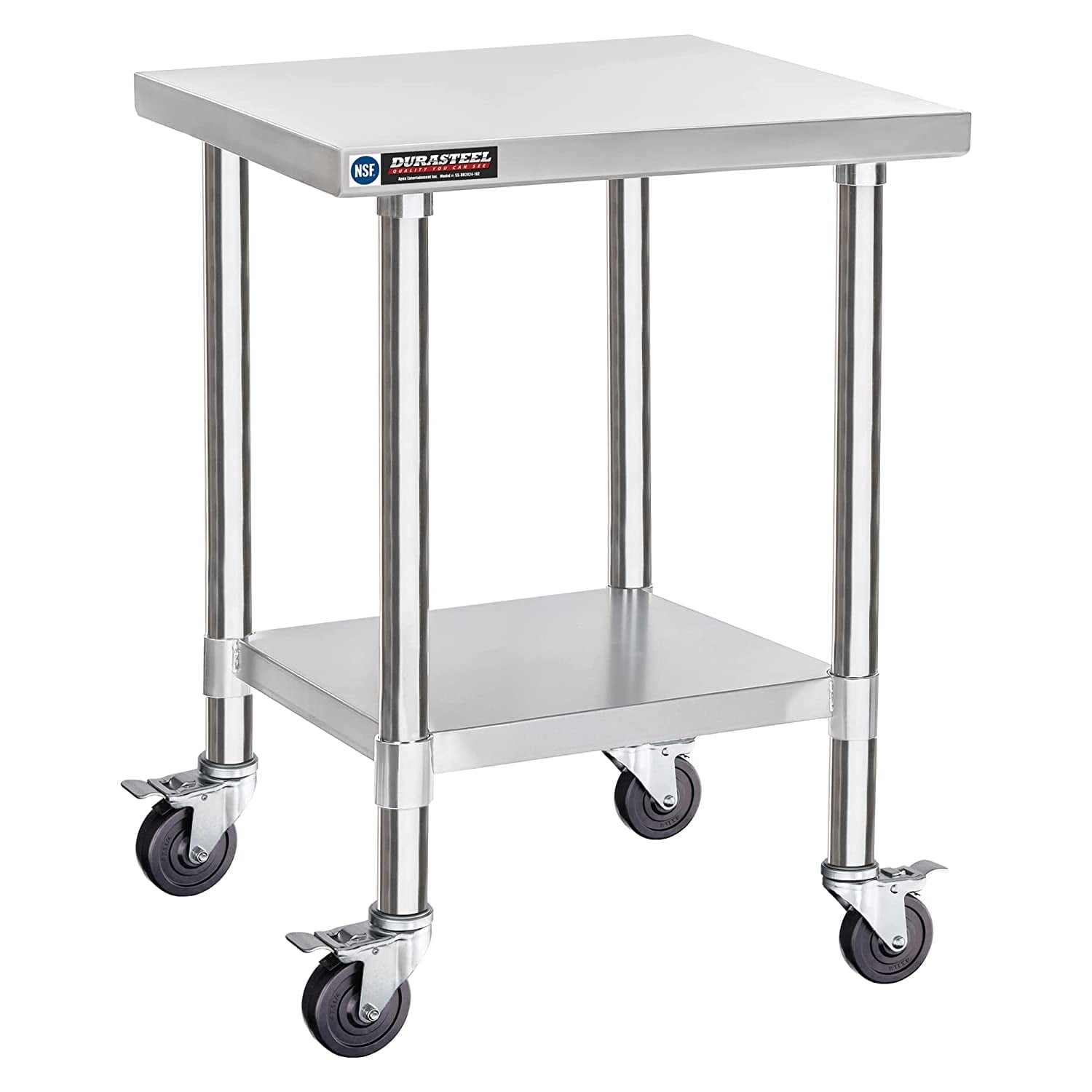 DuraSteel 24x24 Inch Stainless Steel Table - Metal Table Cart with ...