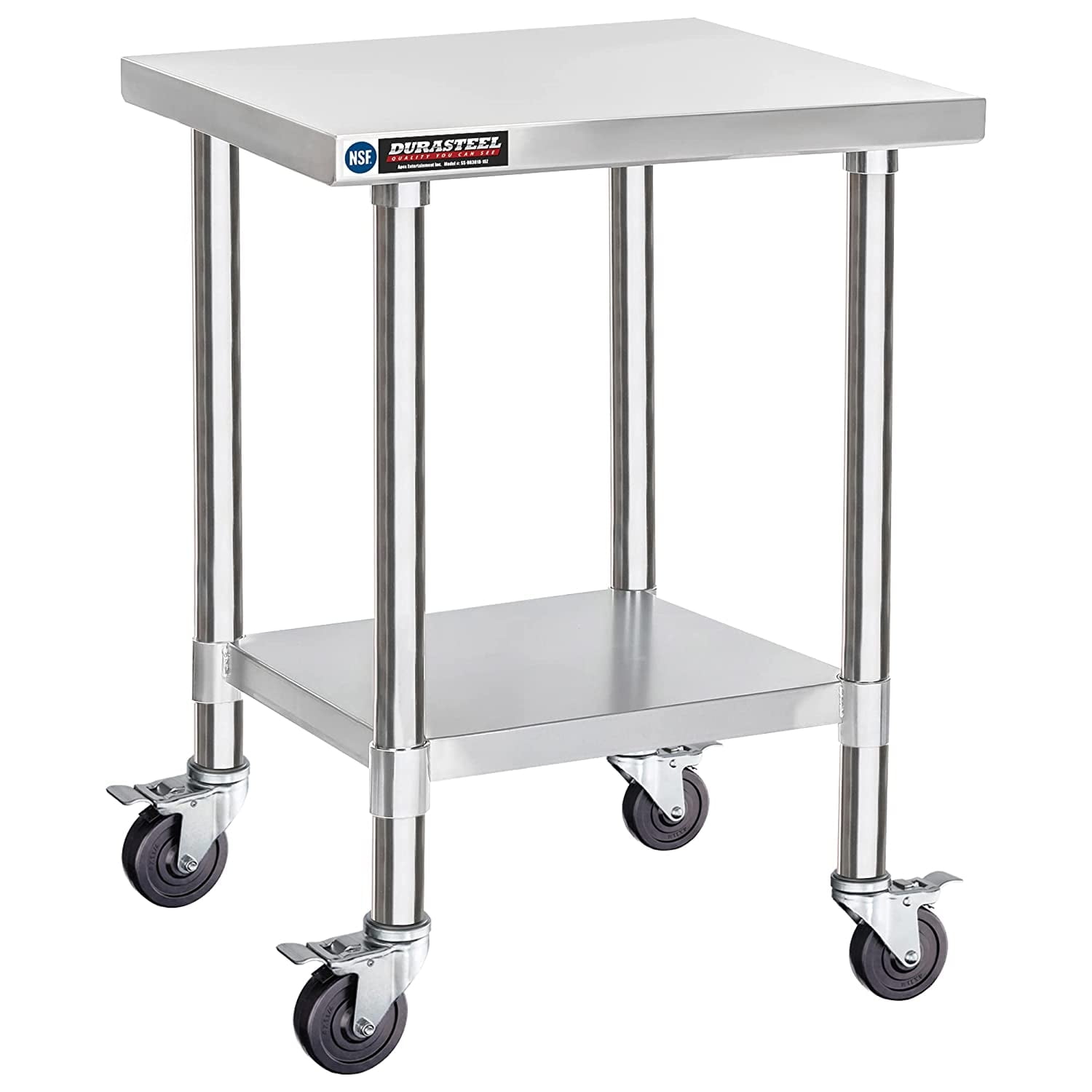 DuraSteel 30x18 Inch Stainless Steel Table - Metal Table Cart with ...
