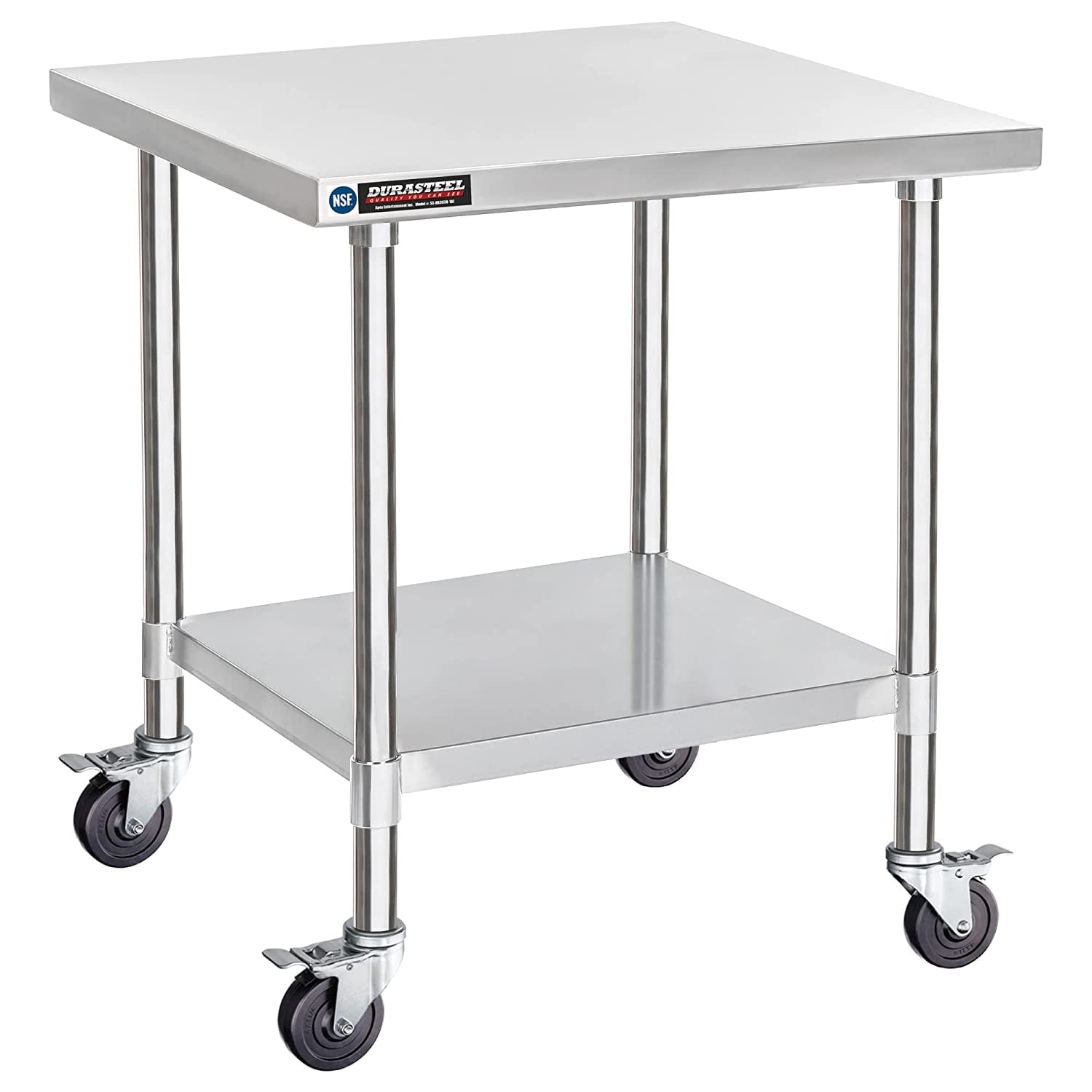 DuraSteel 30x30 Inch Stainless Steel Table - Metal Table Cart with ...