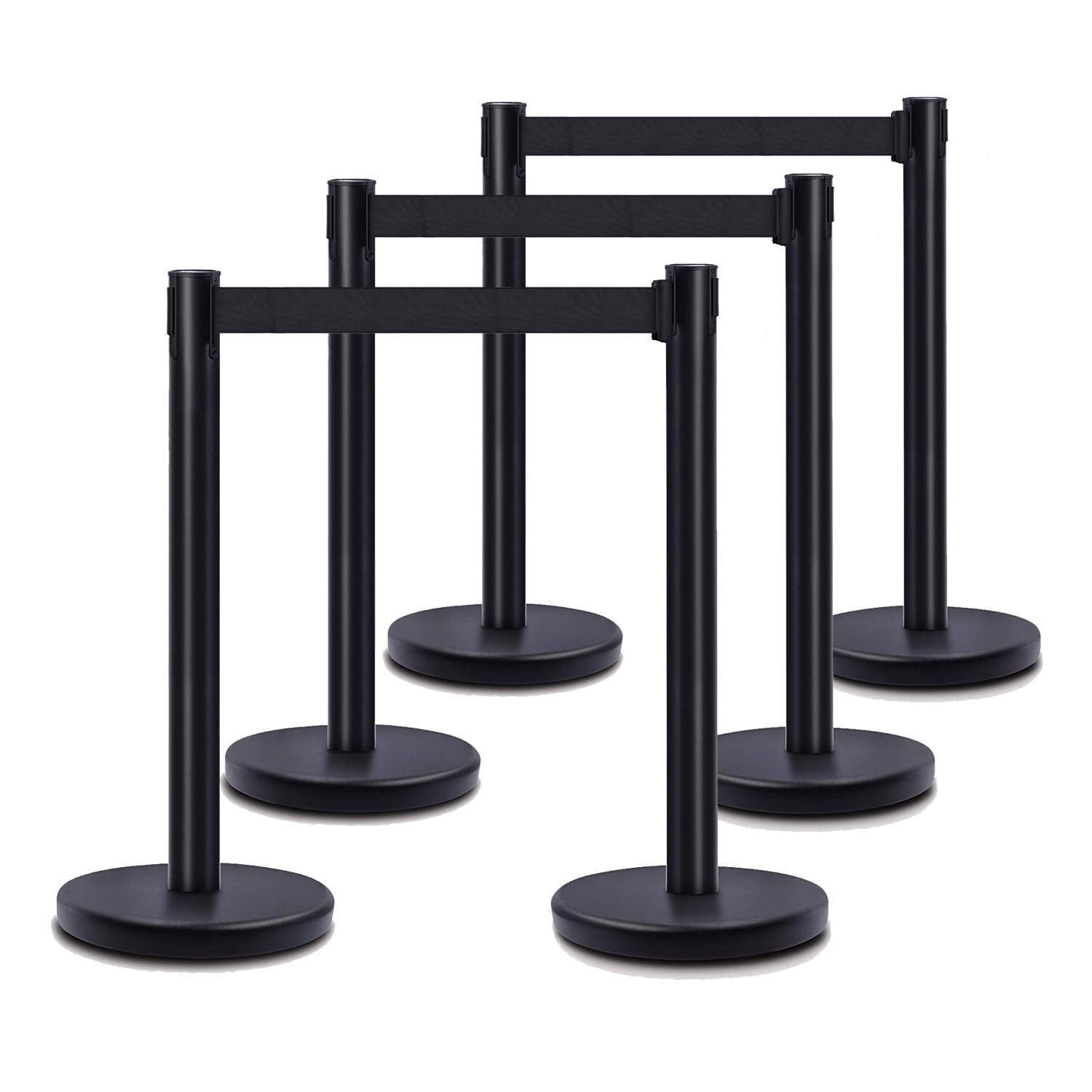 DuraSteel Heavy Duty Crowd Control Stanchion - Premium Steel Black Stanchions - 6.5 Feet Black ...