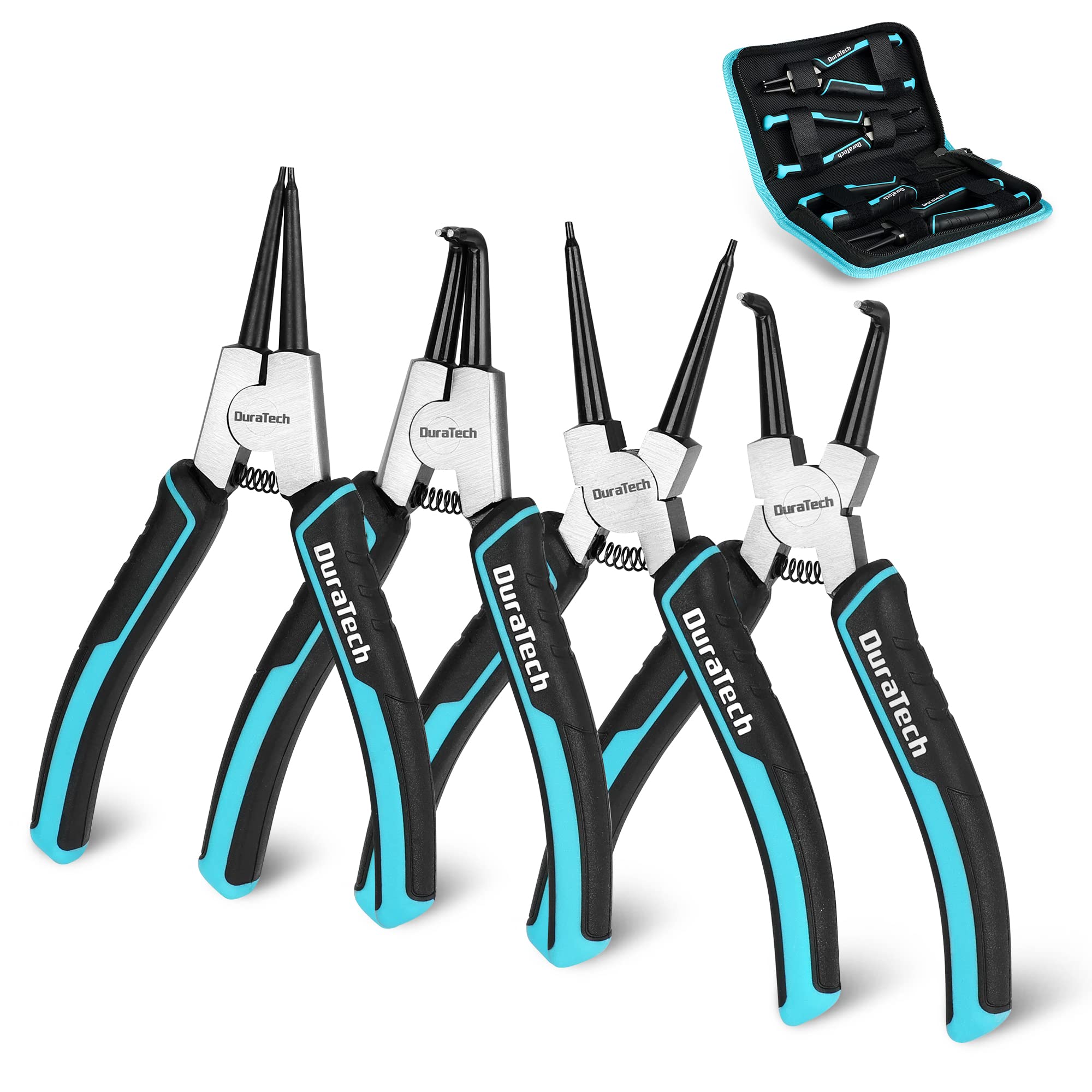 DuraTech 4 PCS Snap Ring Pliers Set, 7 Inch Heavy Duty Internal ...