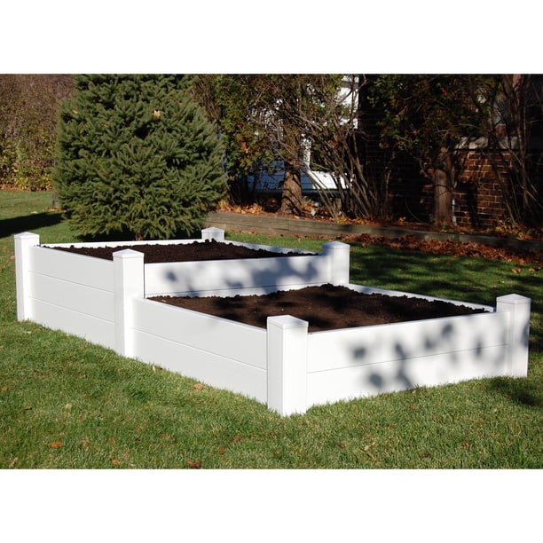 DuraTrel Large Plastic Elevated Outdoor Garden Box, Split Level 4' x 8 ...