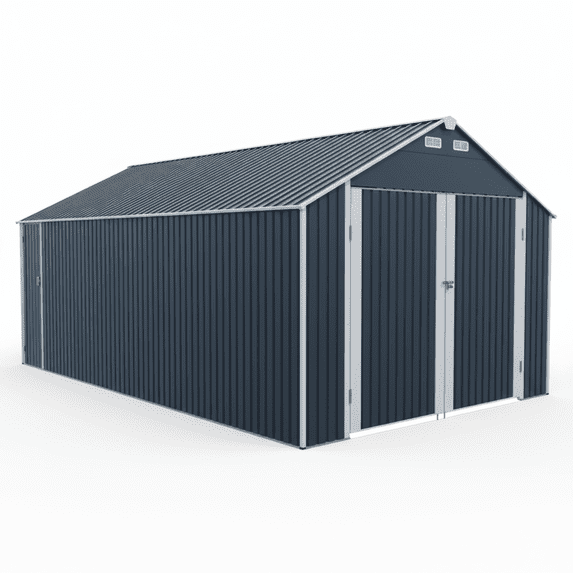 DuraYu 12x20 FT Metal Storage Shed Garage with Doors and Vents for Car ...