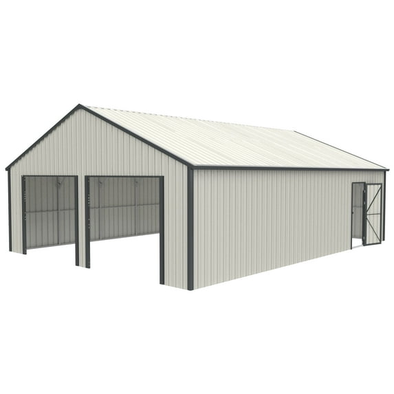 DuraYu 25x33 ft Metal Garage Shed with Double Doors and Side Entry ...