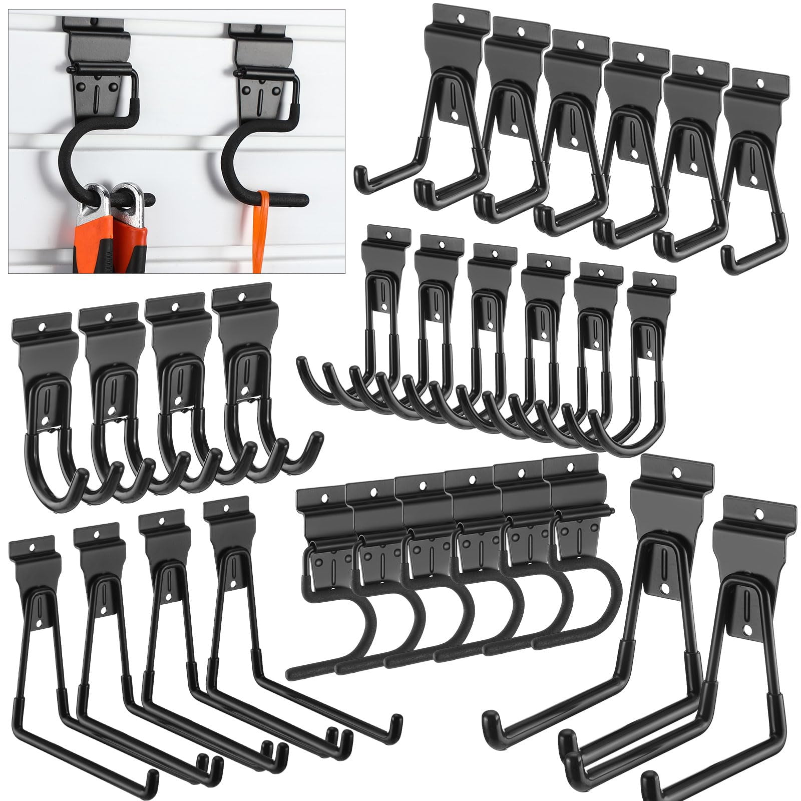 Duraaamo 24 Pack Slatwall Hooks Set, Metal Multi Sizes Heavy Duty ...