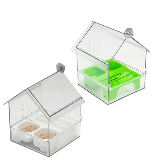 Durability Bird Feeders Two Separate Chambers Transparents Container ...