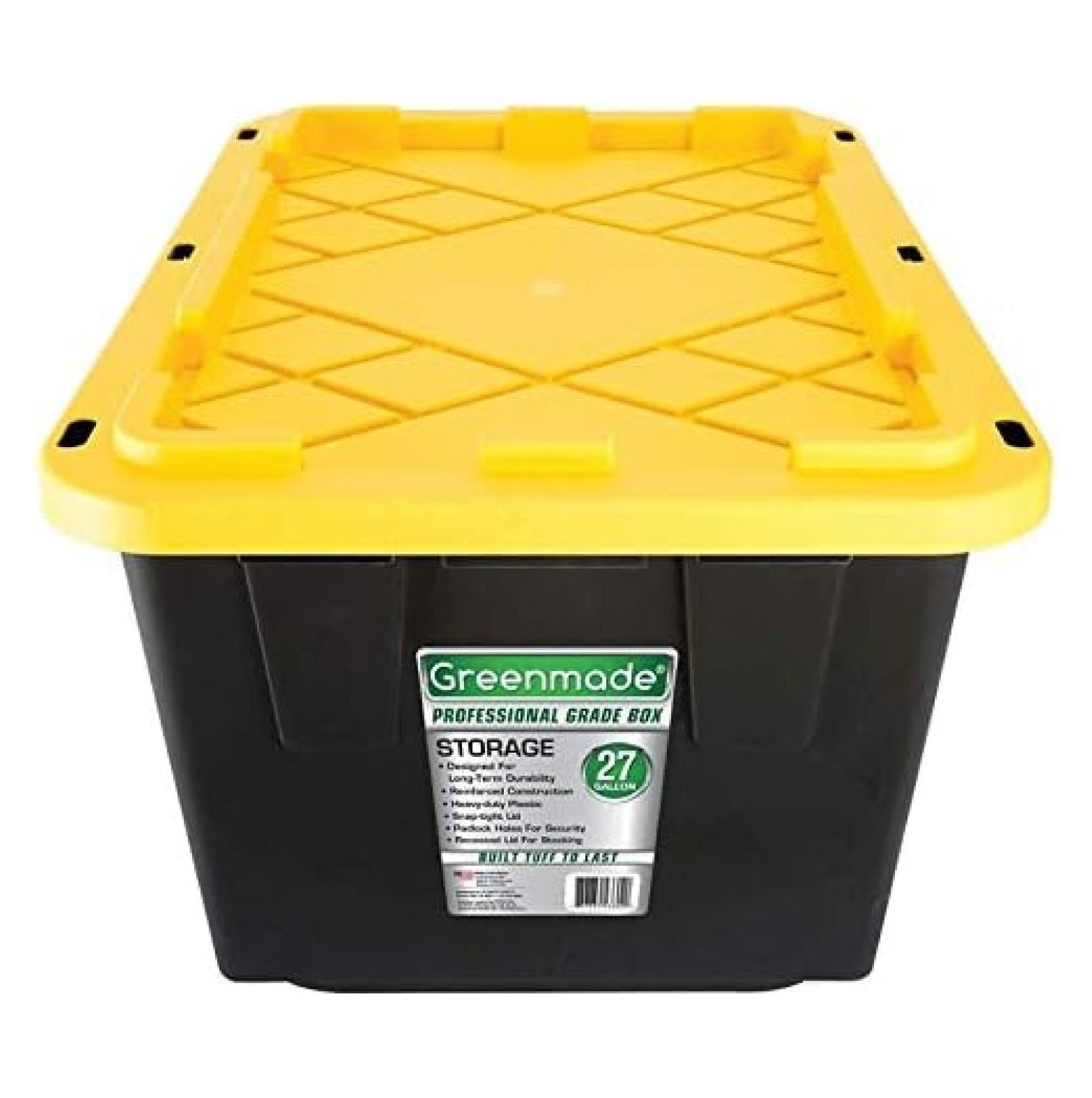 Durabilt 27 Gal. Plastic Storage Tote, Black/Yellow (Set of 4 ...