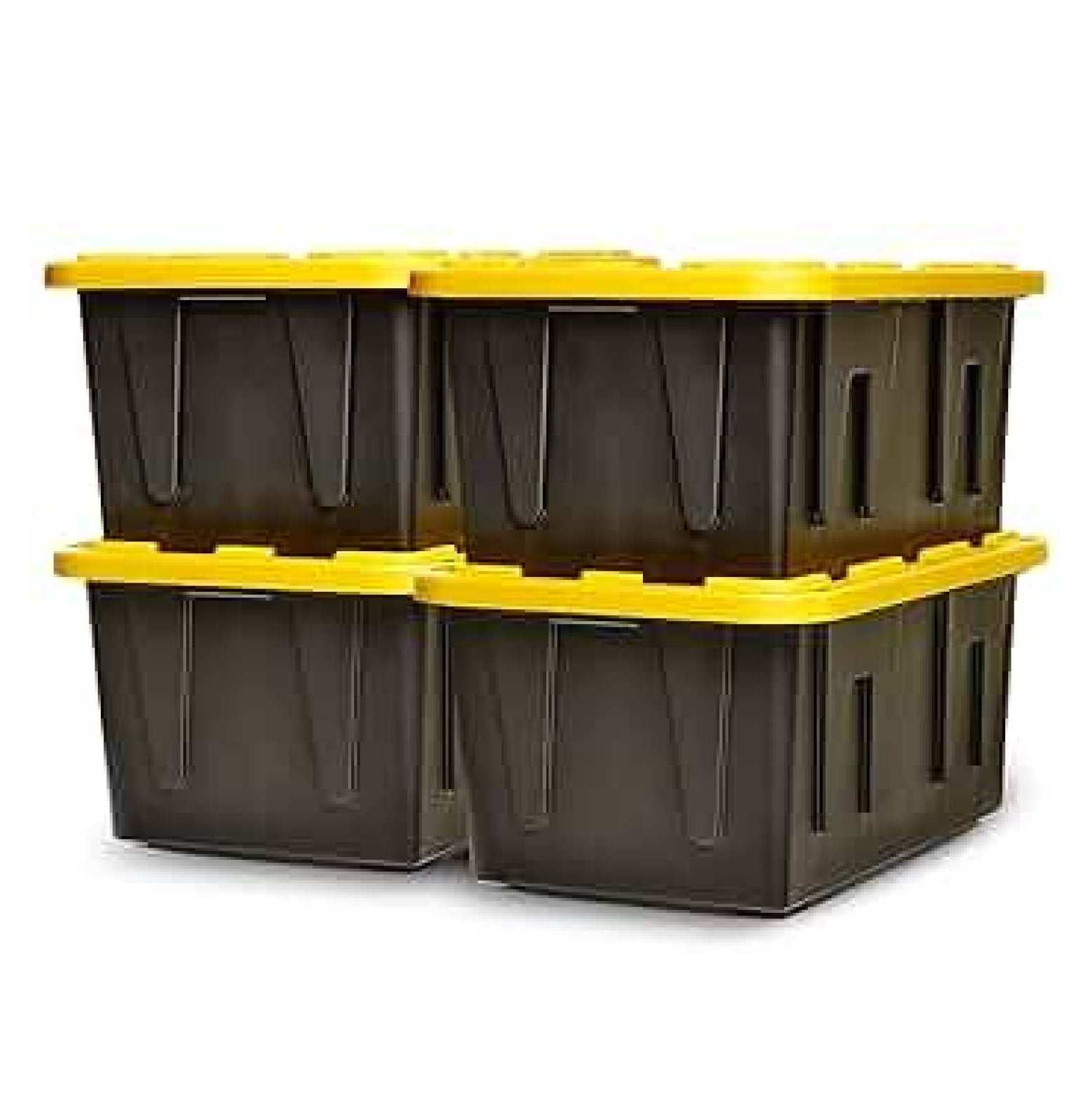 Durabilt Tote 4-Pack, 27 Gallon Heavy Duty Storage Bins with Lids ...