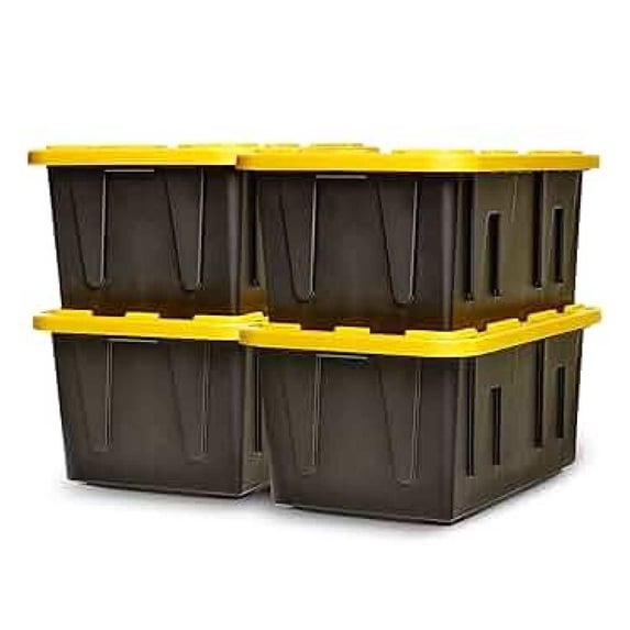 Durabilt Tote 4-Pack, 27 Gallon Heavy Duty Storage Bins with Lids ...