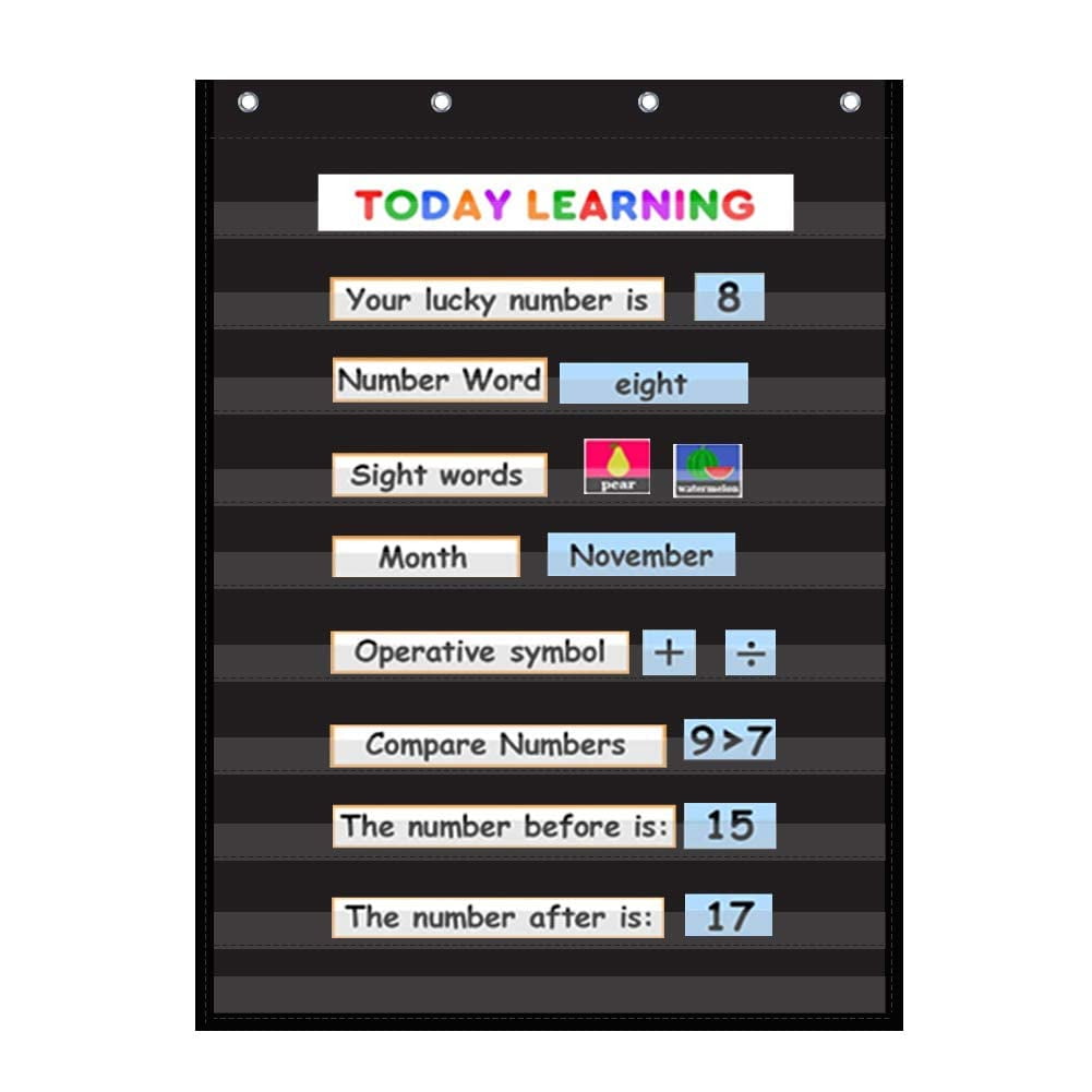 Durable 10 Pocket Hanging Chart for Teachers, Large Clear Wall ...