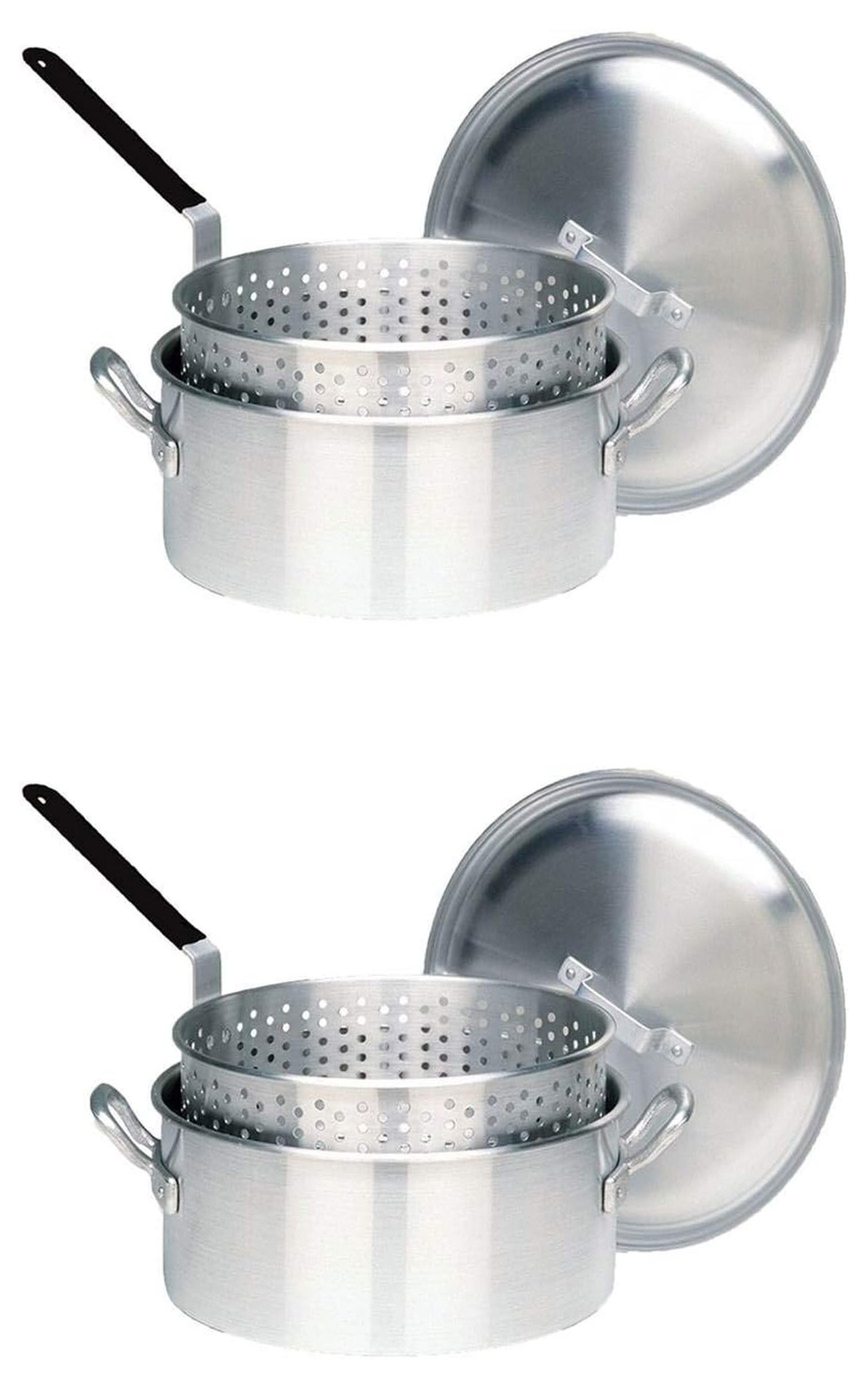 Durable 14 Quart Aluminum Fry Pot and Removable Basket (2 Pack ...