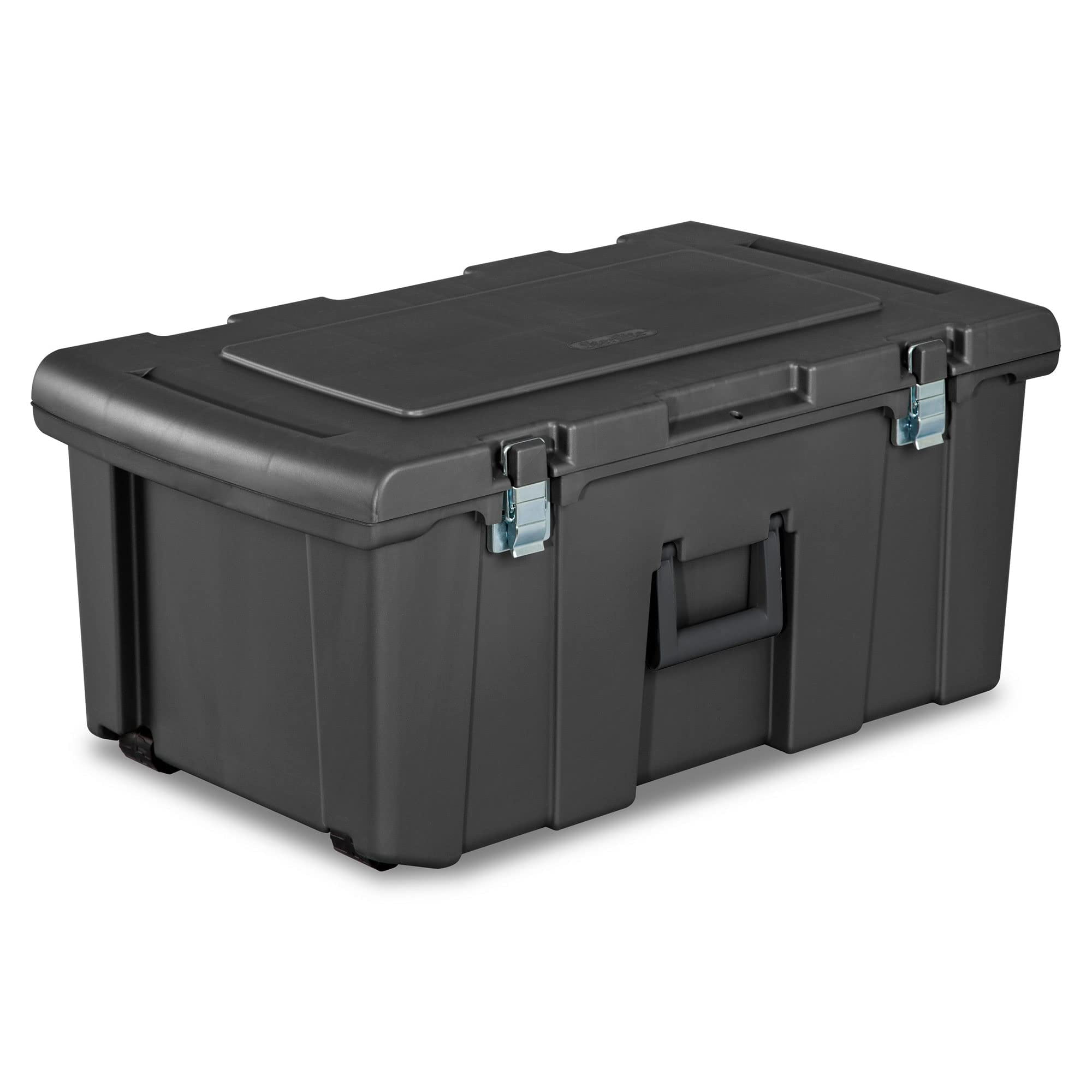 Durable 16 Gallon Rolling Footlocker Storage Container with Bail ...