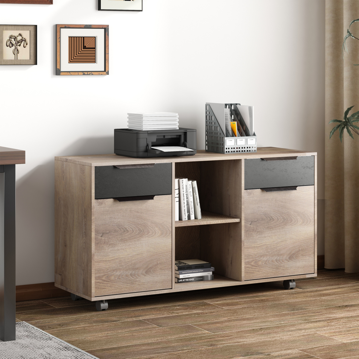 Durable 2-Drawer Rolling File Cabinet with 360-Degree Casters – Compact ...