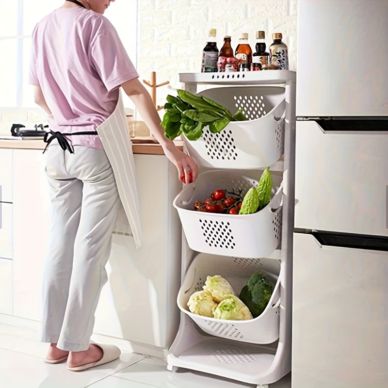 Durable 3-Tier Rolling Laundry Hamper Cart with Wheels | Large Bottom ...