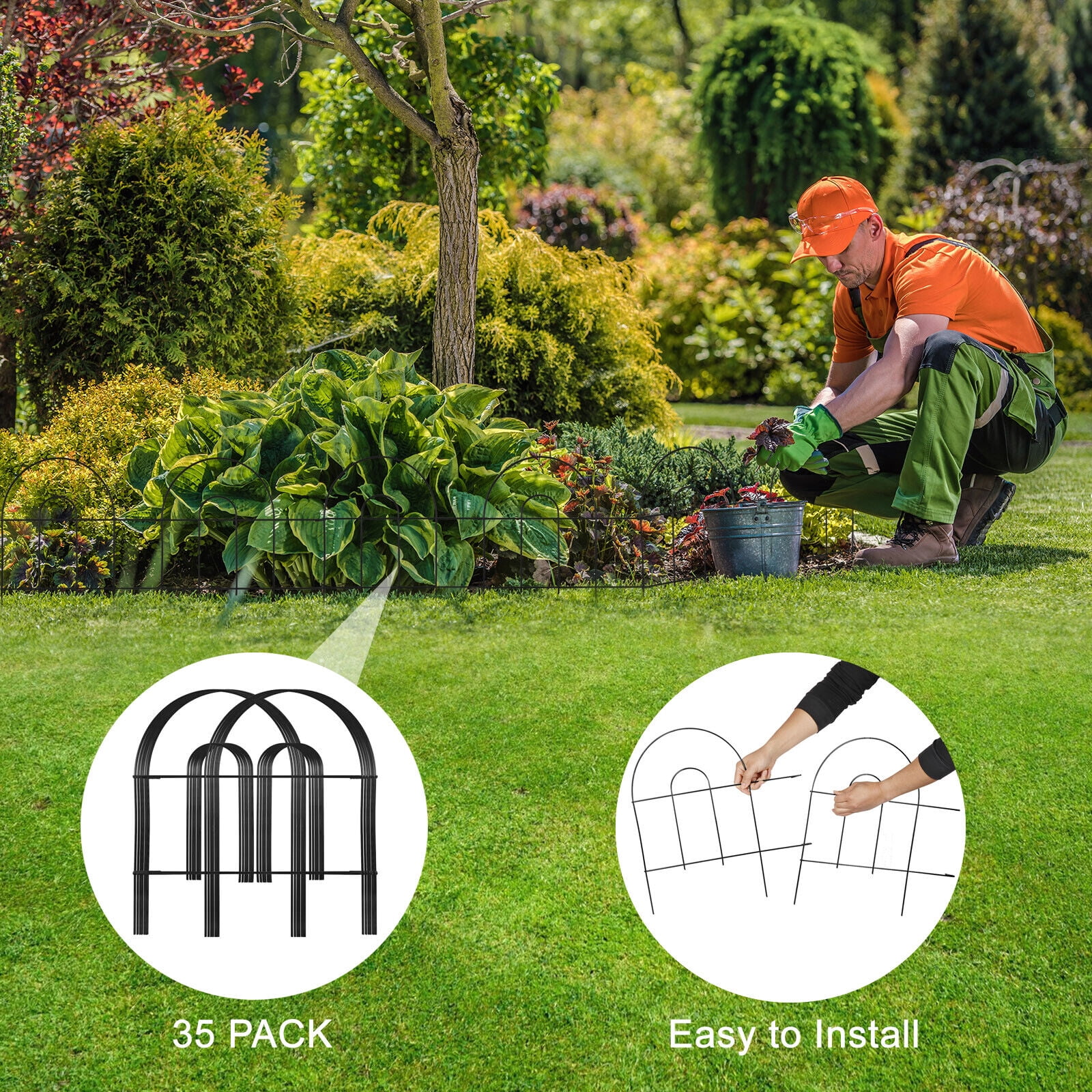 Durable 35 PCS Garden Fence 18 Inch Metal Border Folding Fence Panels ...