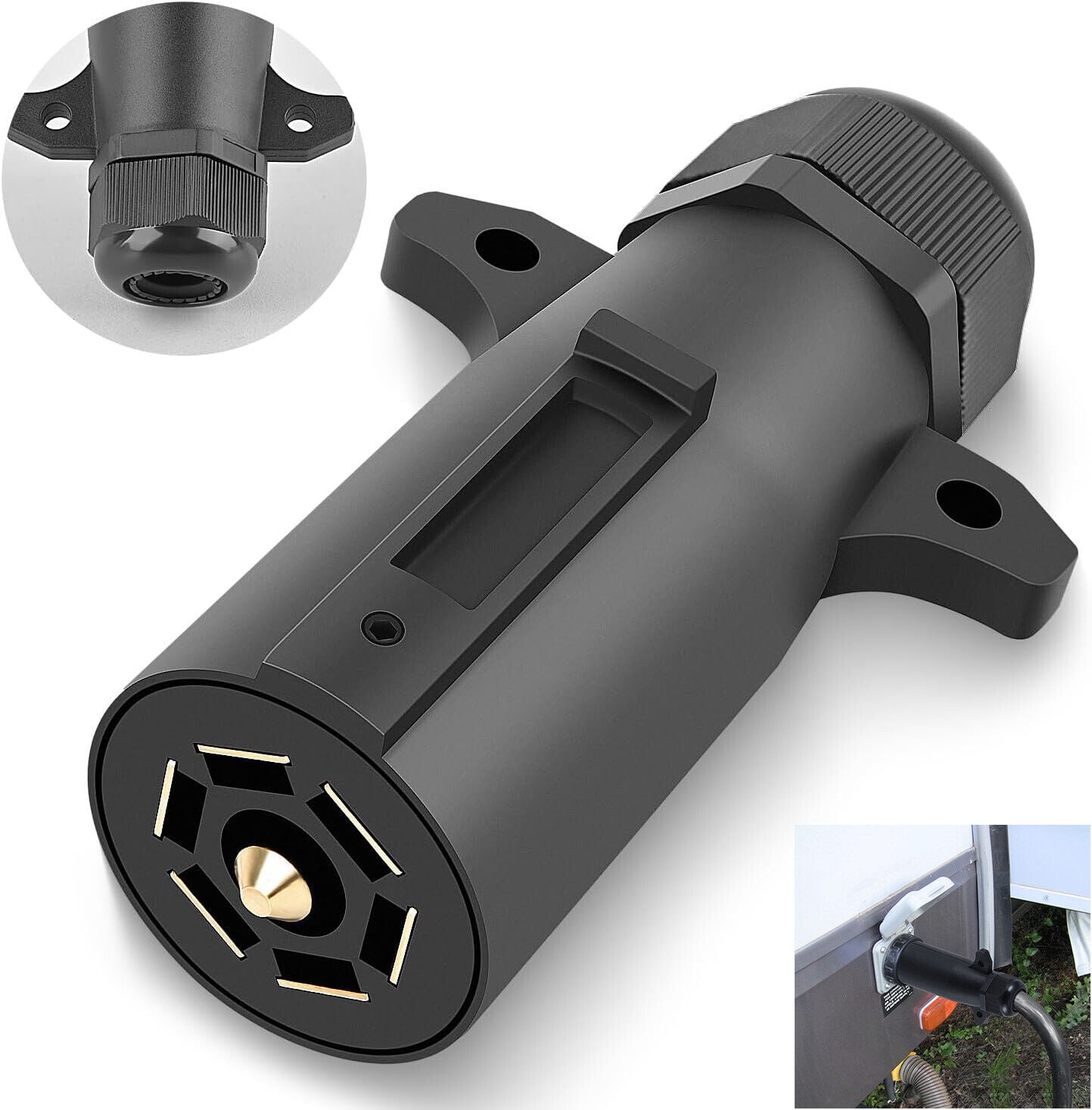 Durable 7 Way Blade Trailer Connector - 7 Pin RV Wiring Adapter Plug ...
