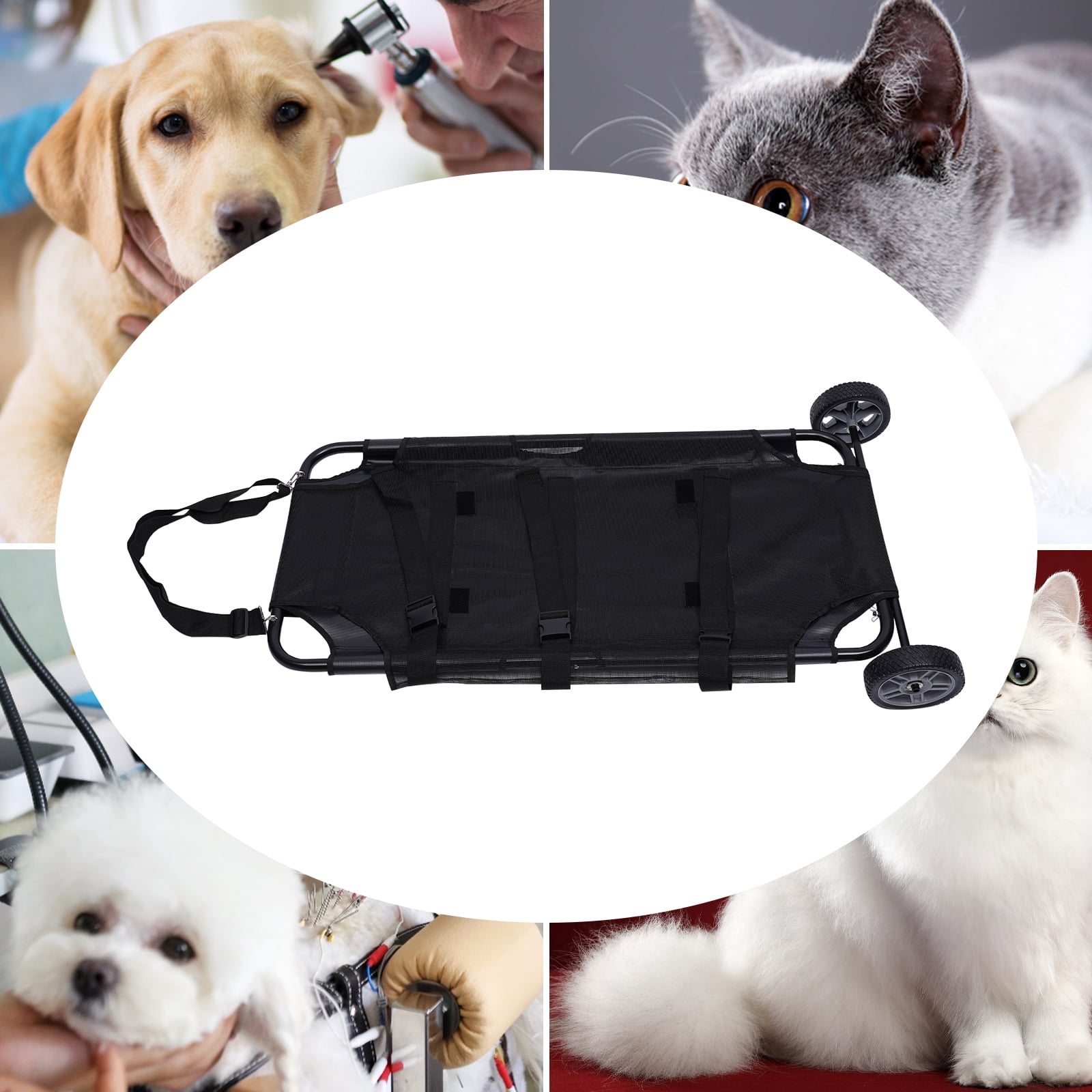 Durable Animal Stretcher with Wheels & Safety Straps for Easy Pet ...